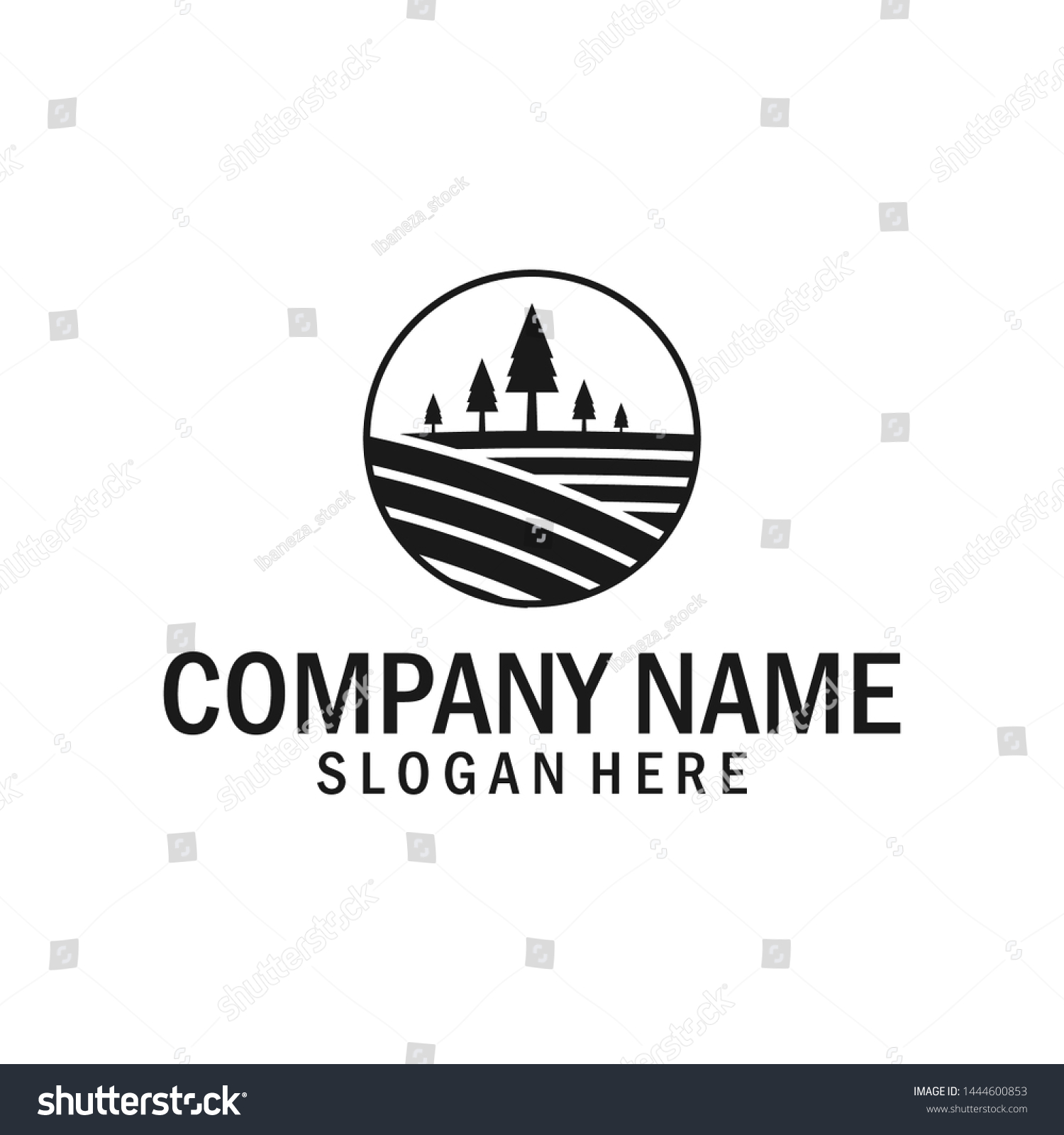 Simple Landscape Field Logo Design Stock Vector (Royalty Free) 1444600853
