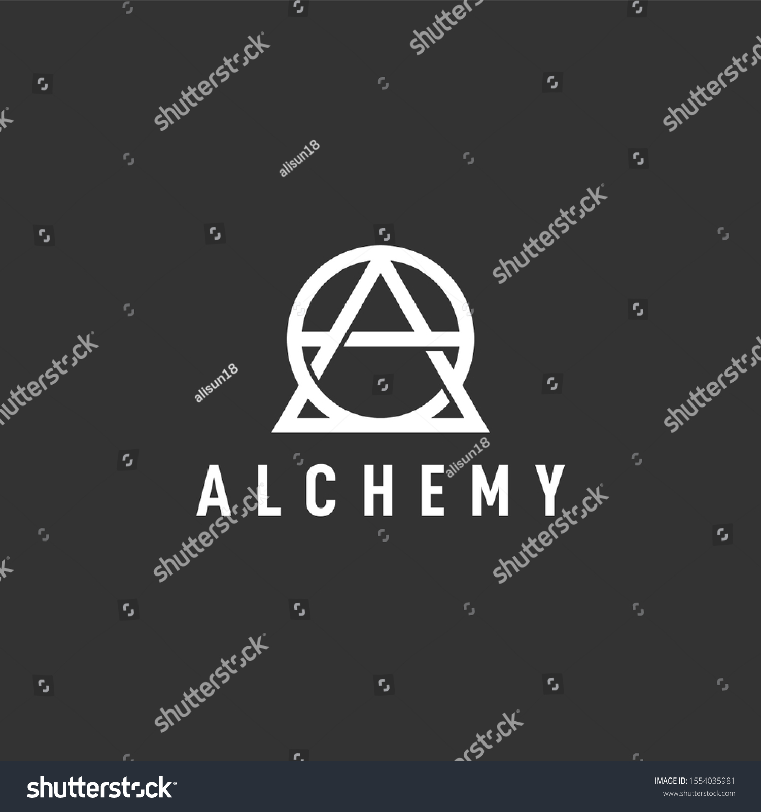 Simple Line Art Alchemy Logo Stock Vector (Royalty Free) 1554035981