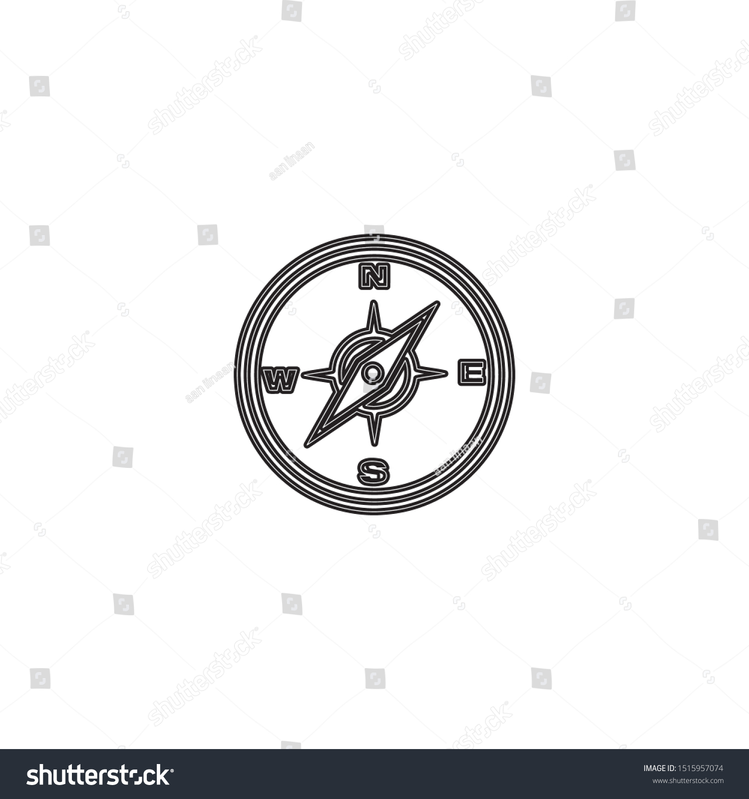 Simple Line Compass Logo Icon Design Stock Vector (Royalty Free ...
