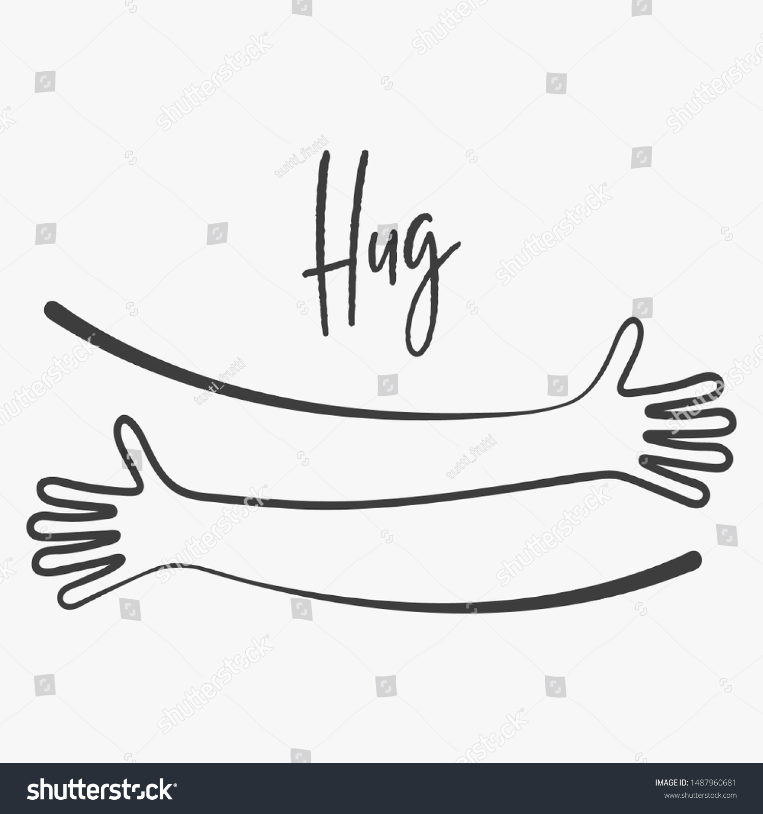 Simple Line Creating Hug Drawing Vector: vector de stock (libre de ...