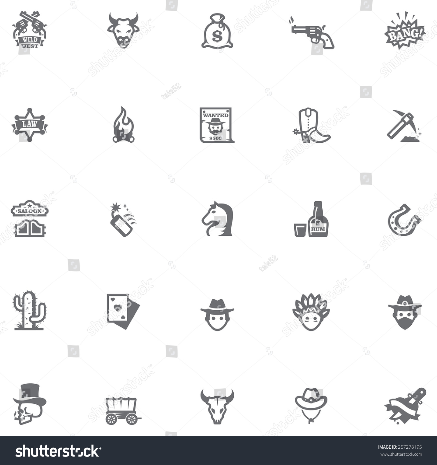 Simple Linear Vector Wild West Icon Stock Vector (Royalty Free) 257278195