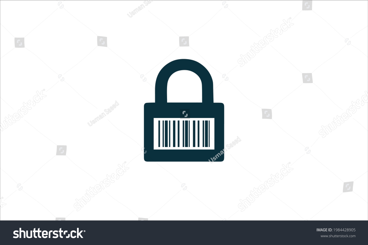 Simple Lock Barcode Icon Logo Design Stock Vector (Royalty Free ...