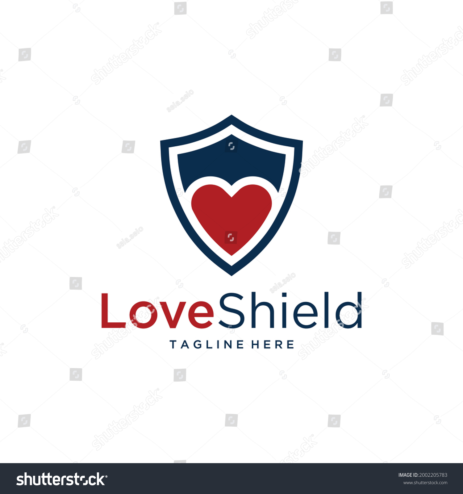 Simple Love Shield Logo Design Template Stock Vector (Royalty Free ...
