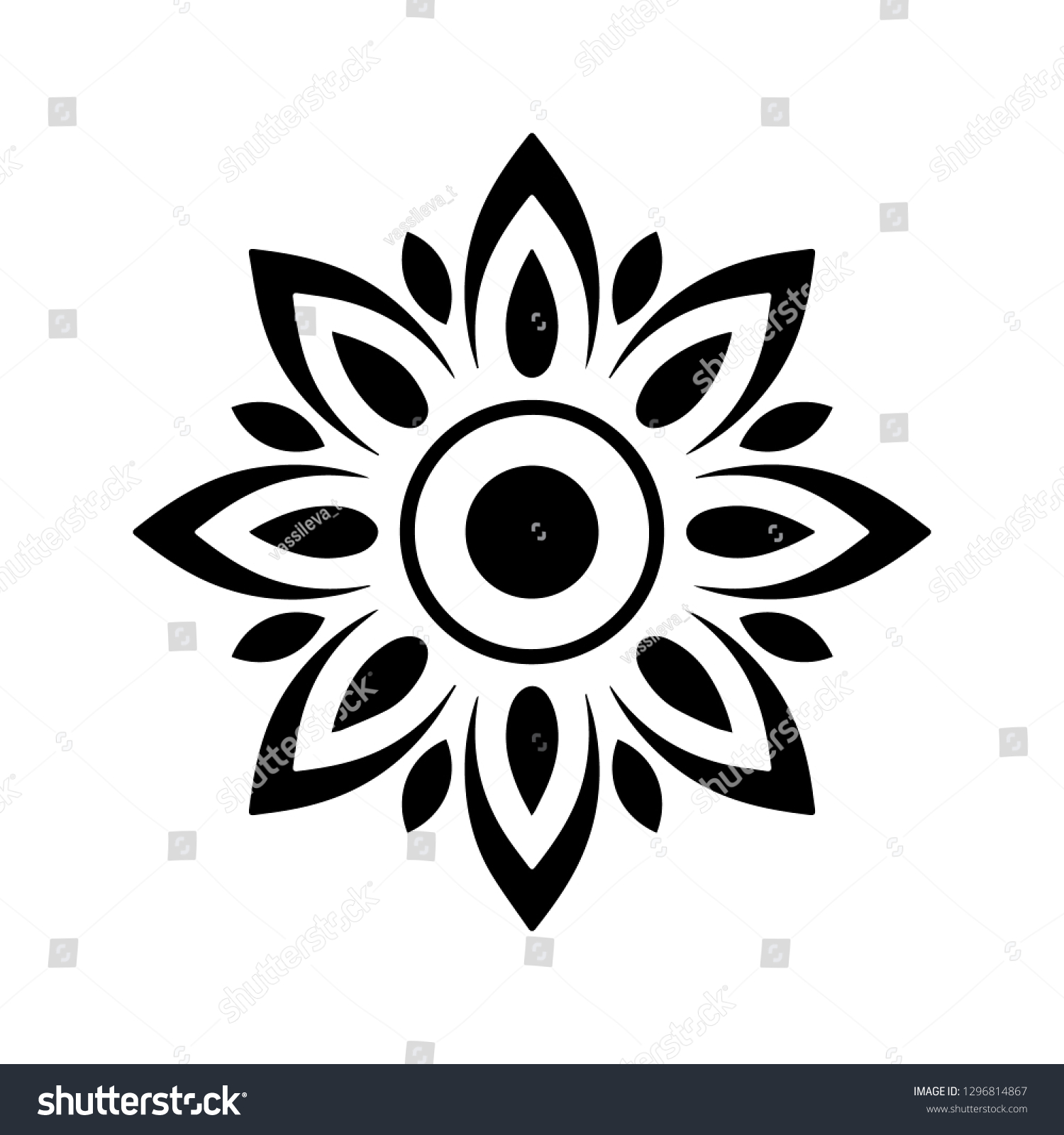 Simple Mandala Vector Mandala Flower Stock Vector (Royalty Free) 1296814867