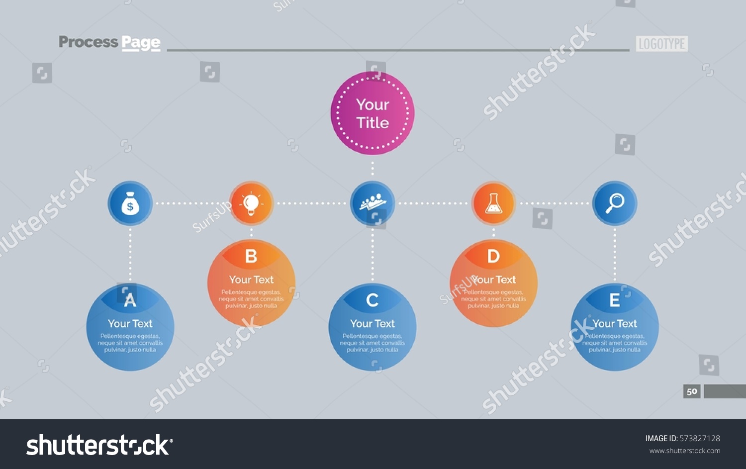 Simple Mind Map Diagram Slide Template: vector de stock (libre de ...