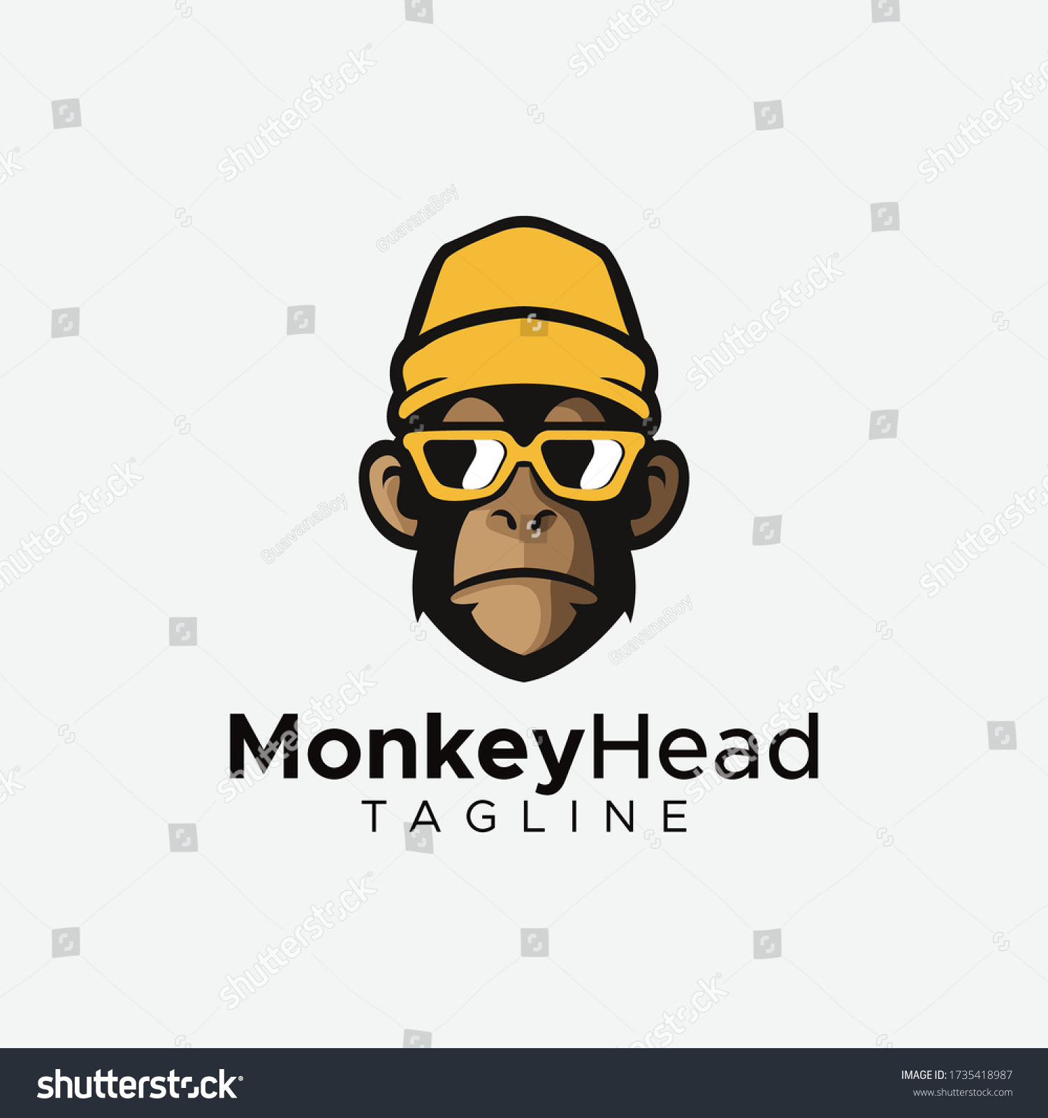 Simple Minimalist Monkey Gorilla Head Logo Stock Vector (Royalty Free ...