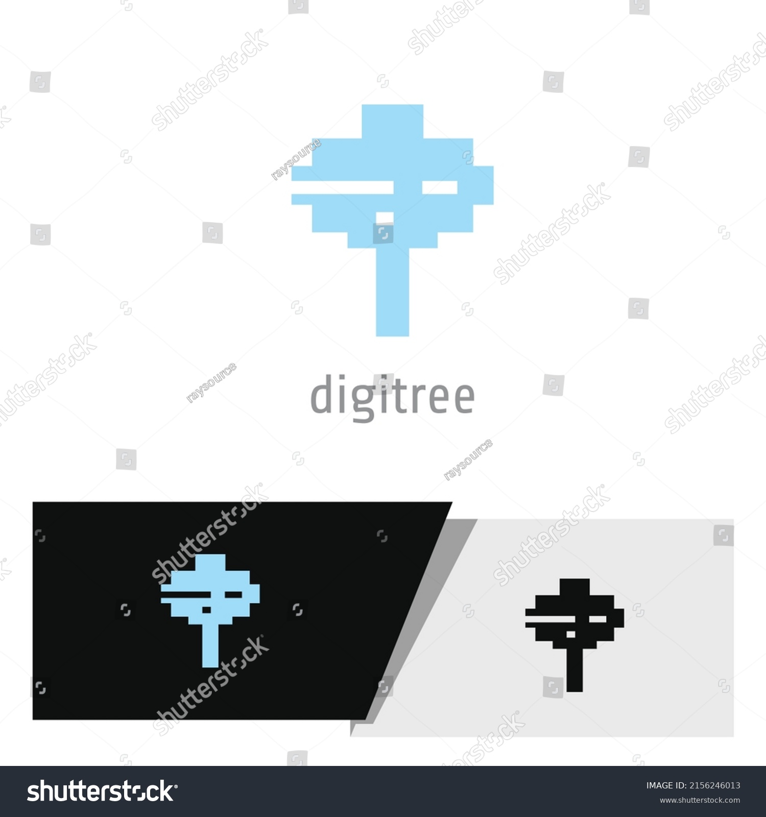 Simple Minimalist Pixelated Tree Logo Stock Vector (Royalty Free ...