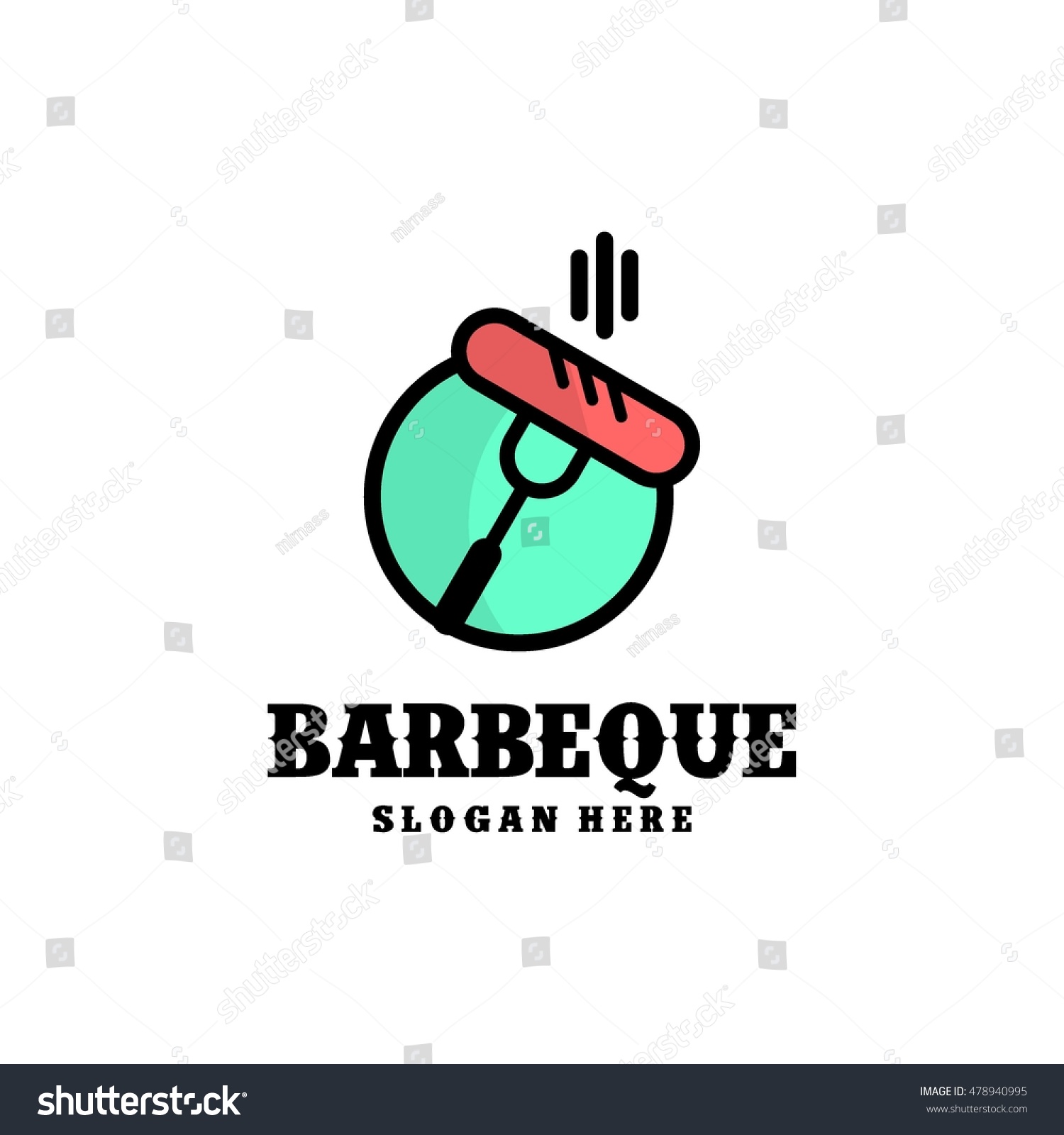 Simple Modern Barbecue Logo Design Template Stock Vector (Royalty Free ...