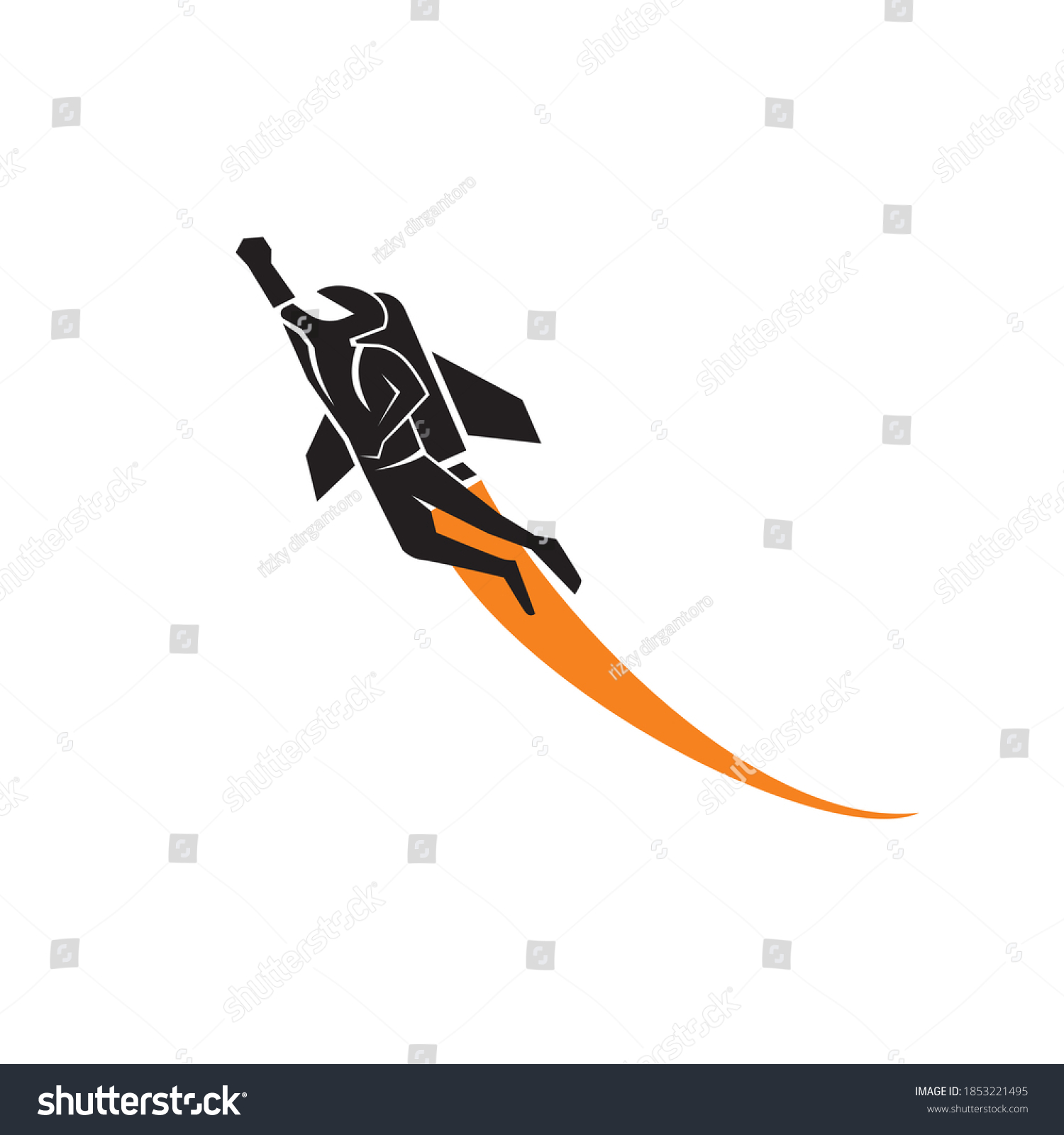 Simple Modern Flying Rocket Man Vector Stock Vector (Royalty Free ...