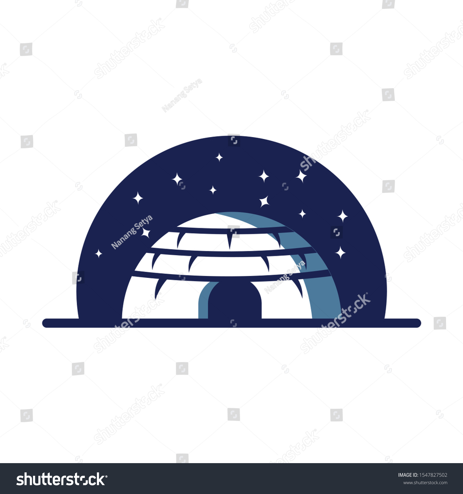 Simple Modern Ice Igloo Night Vector: vector de stock (libre de ...