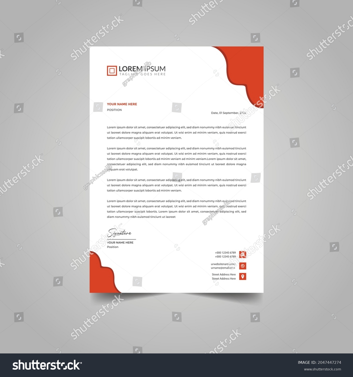 Simple Modern Letterhead Design Template Vector Stock Vector (Royalty ...