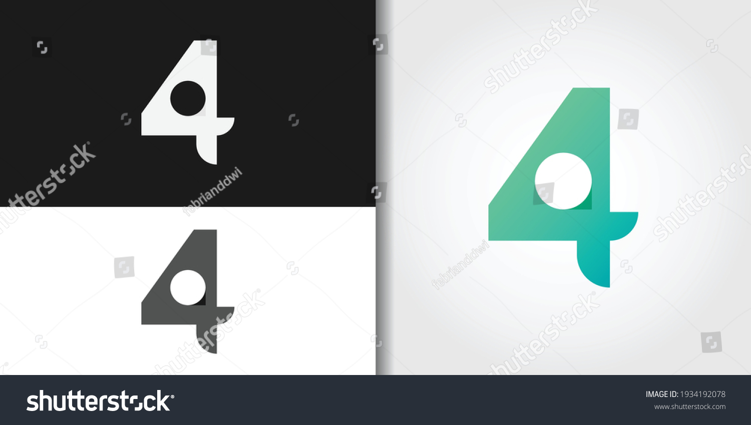 Simple Modern Number 4 Logo Set Stock Vector (Royalty Free) 1934192078 ...