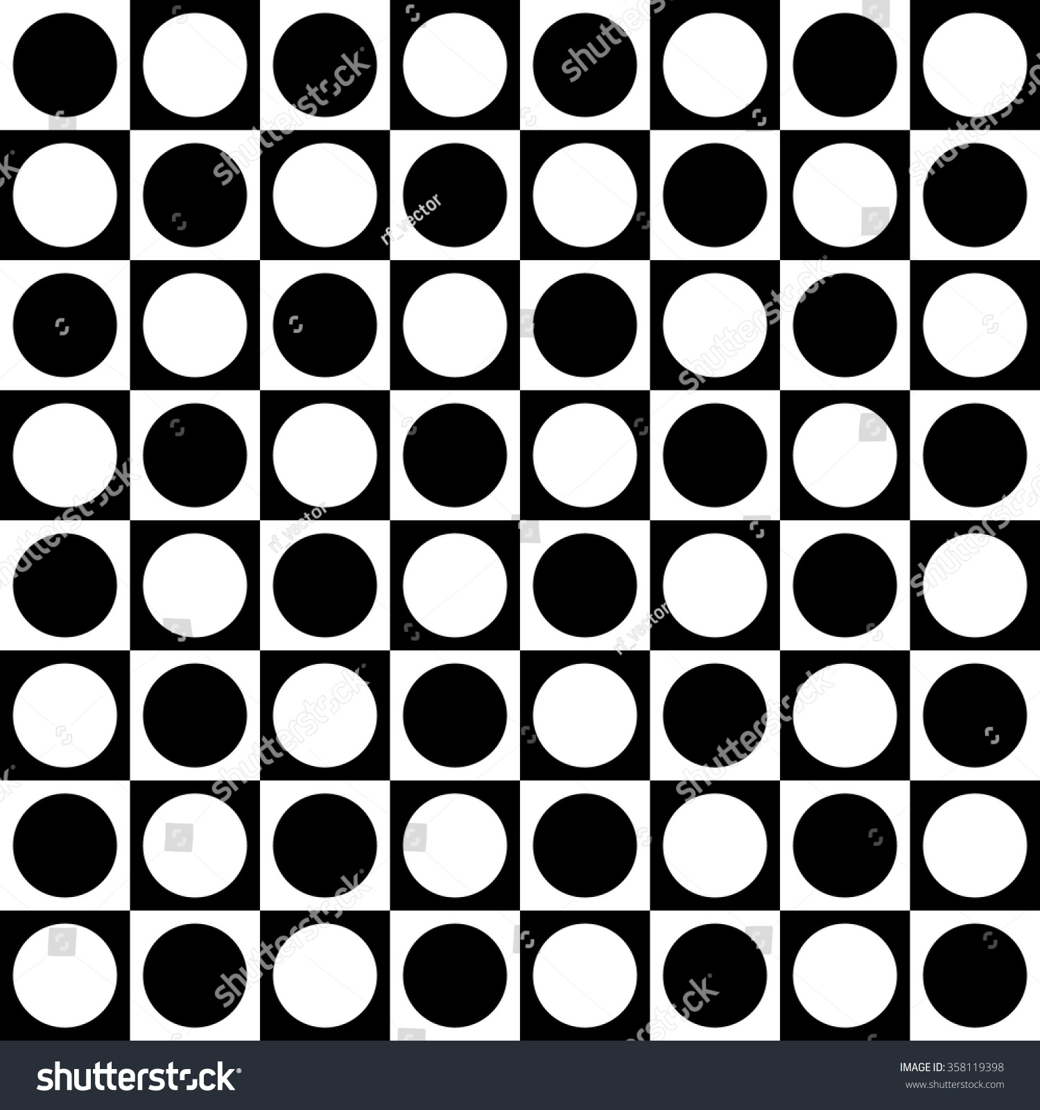 Simple Monochrome Checkered Pattern Circle Squares Stock Vector ...