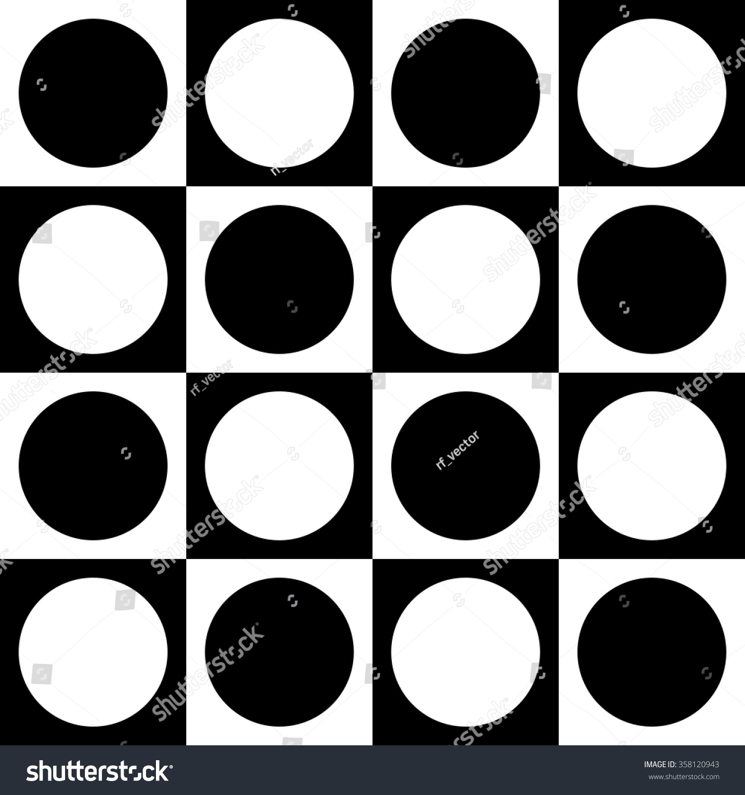 Simple Monochrome Checkered Pattern Circle Squares Stock Vector ...