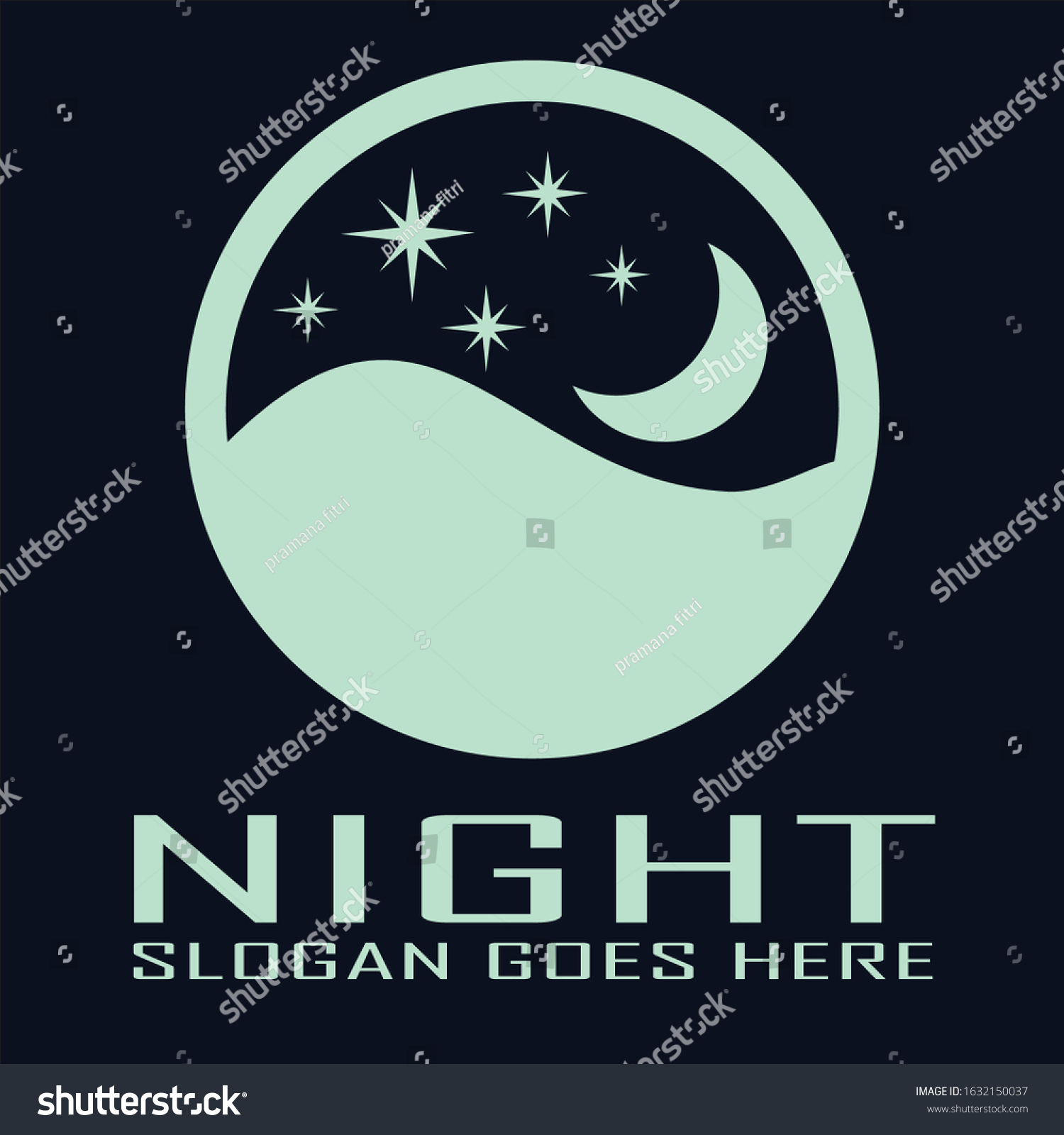 Simple Moon Night Logo Design Stock Vector (Royalty Free) 1632150037
