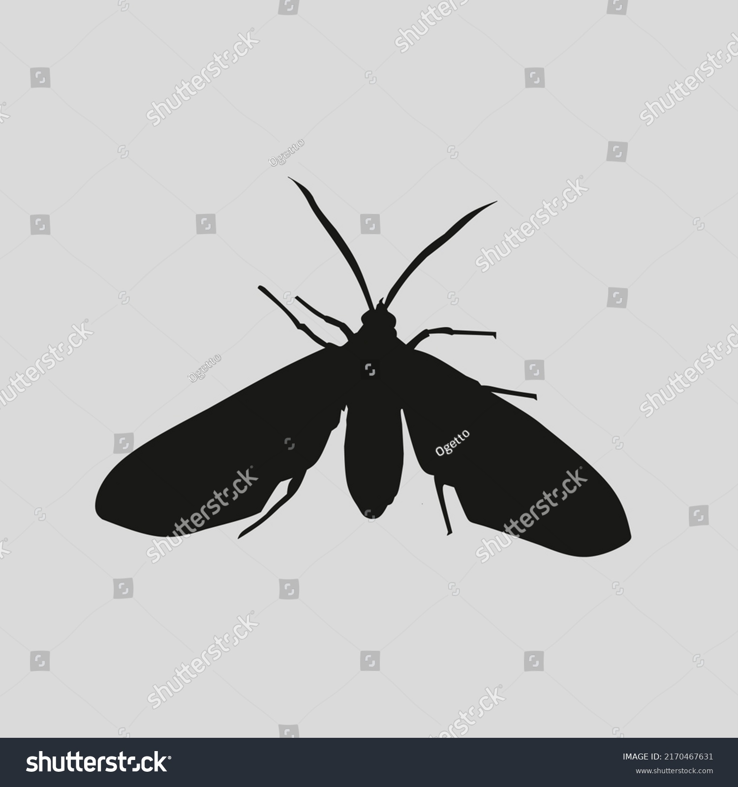 Simple Moth Silhouette Vector On Gray Stock Vector (Royalty Free ...