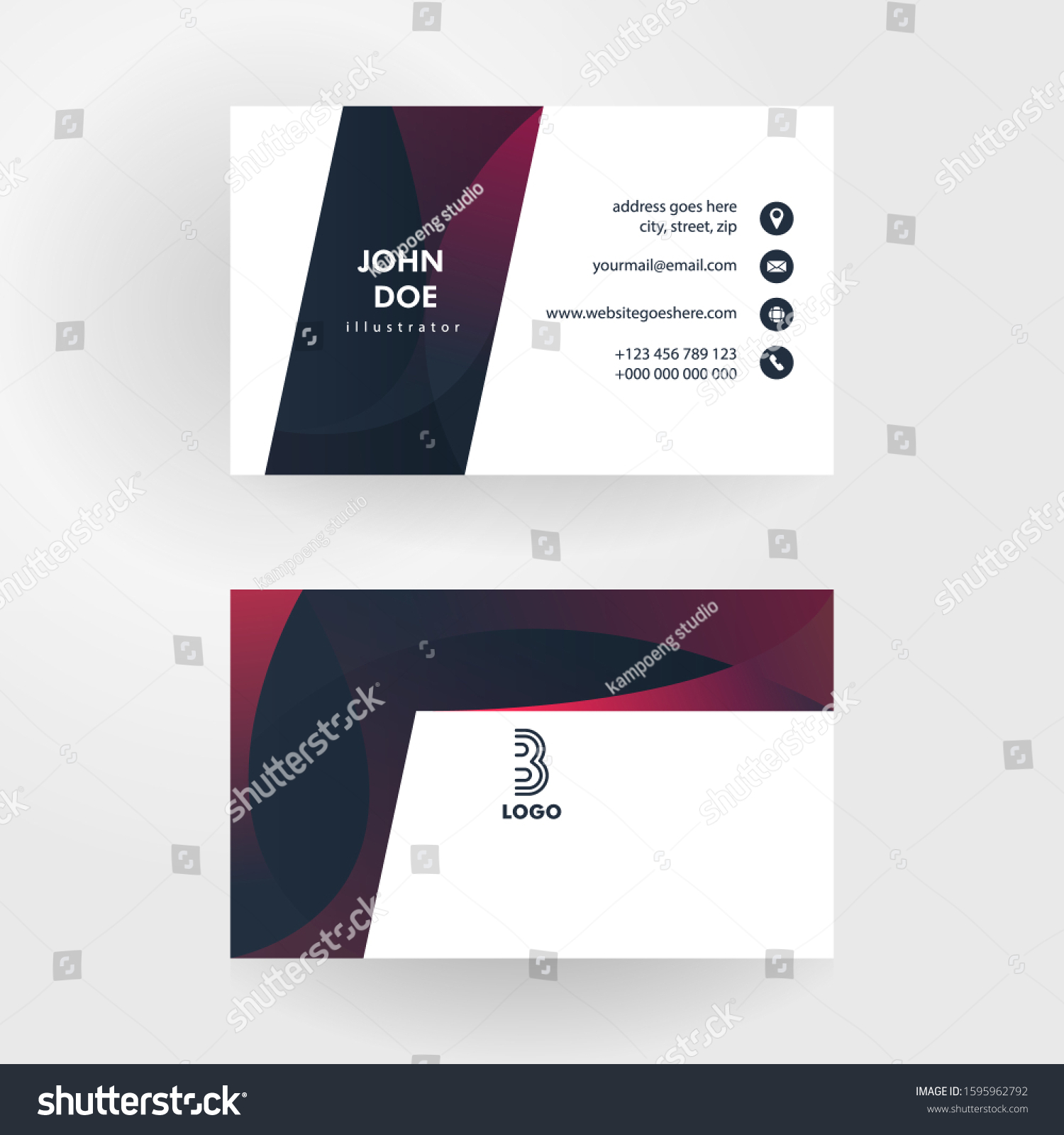 Simple Name Card Red Gradient Stock Vector (Royalty Free) 1595962792