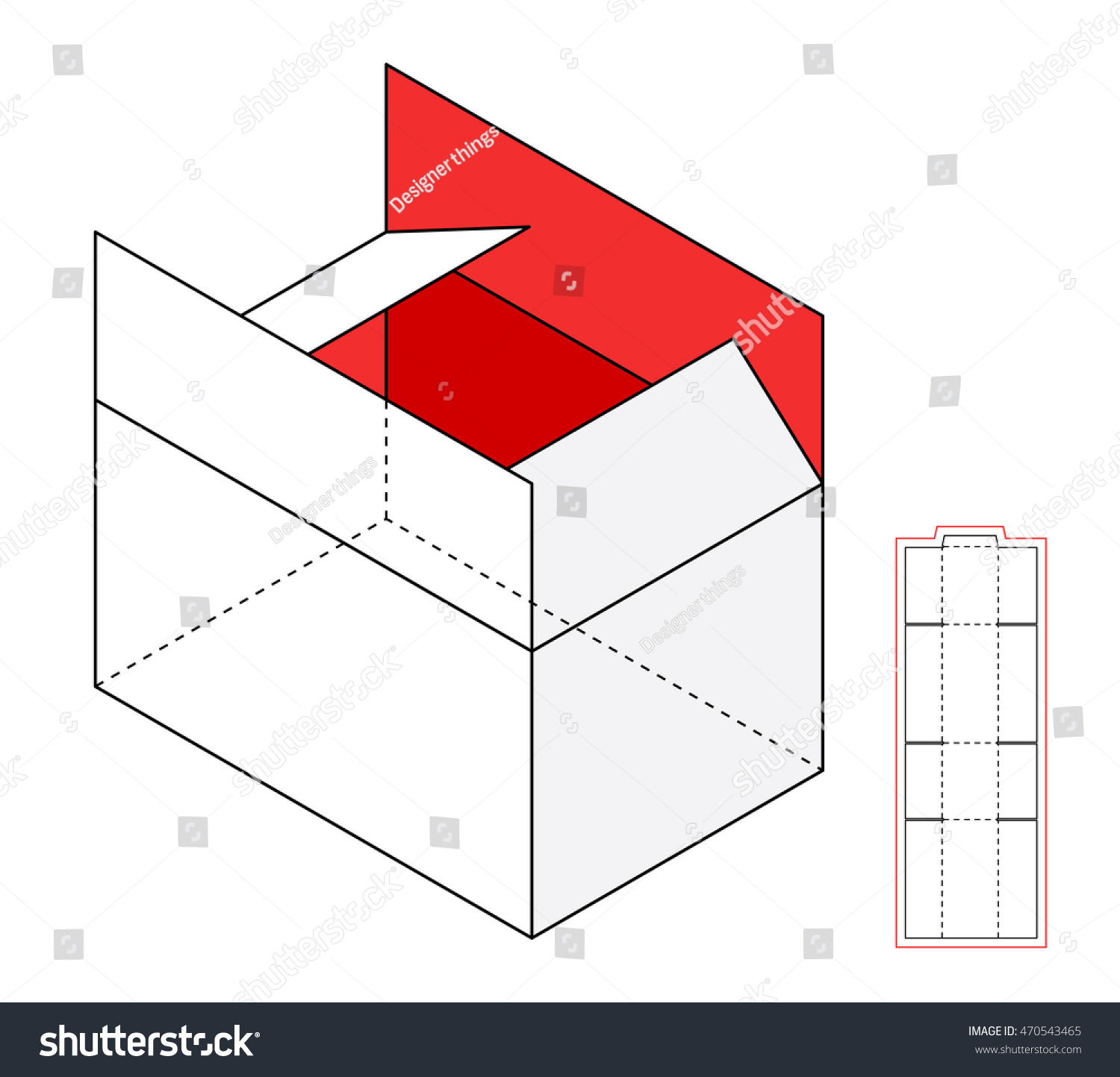 Simple Open Cardboard Vector Box Template Stock Vector (Royalty Free ...