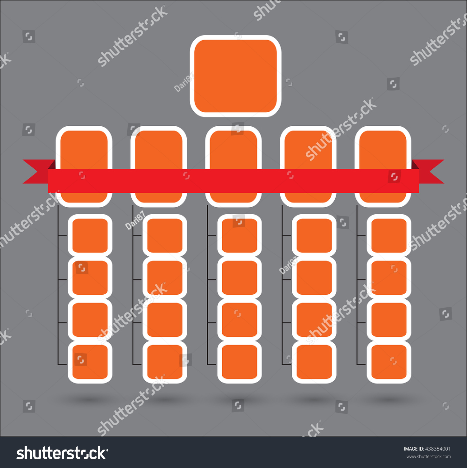 Simple Organization Structure Template Red Ribbon Stock Vector (Royalty ...