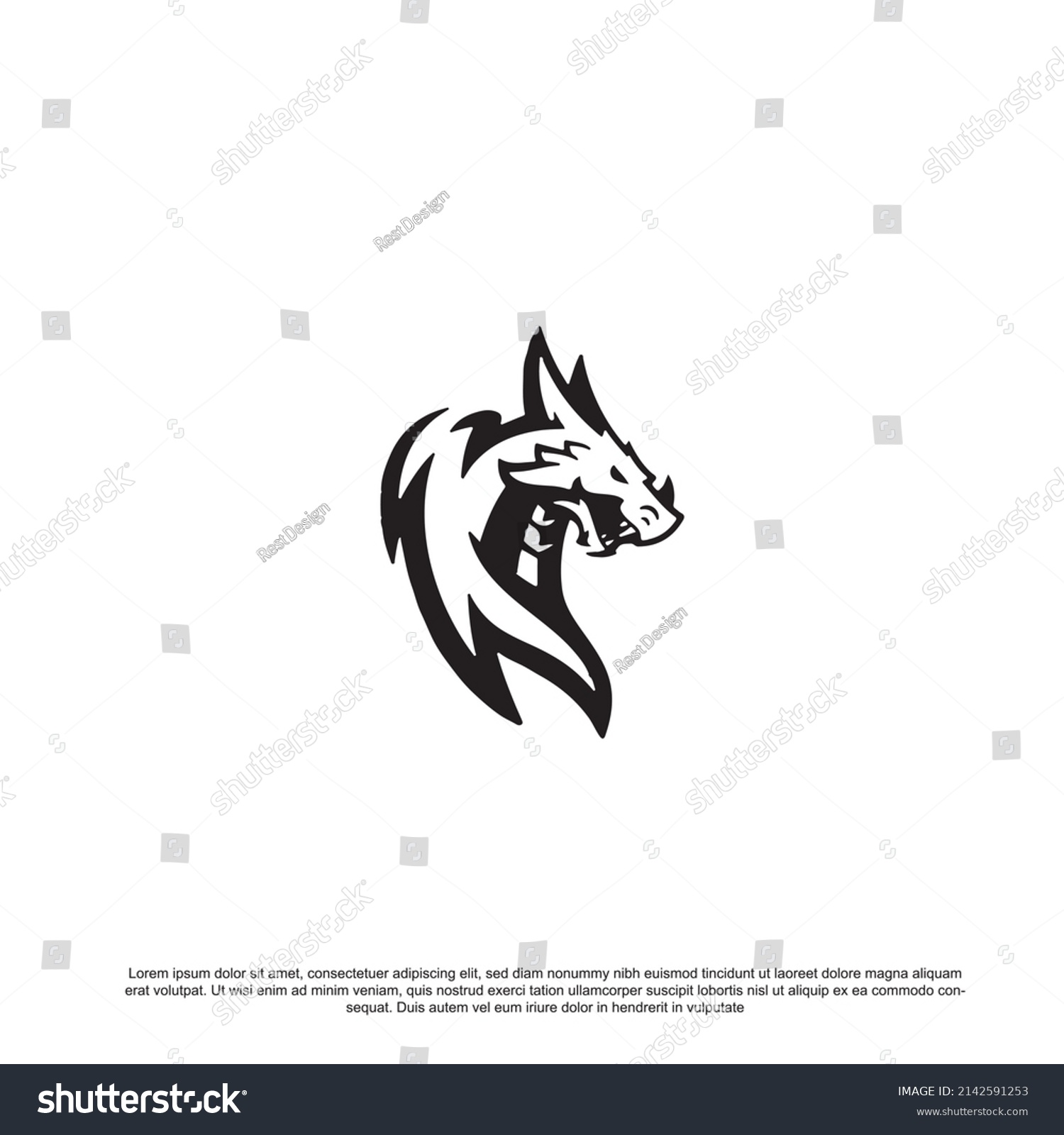 Simple Outline Dragon Logo Template Stock Vector (Royalty Free ...