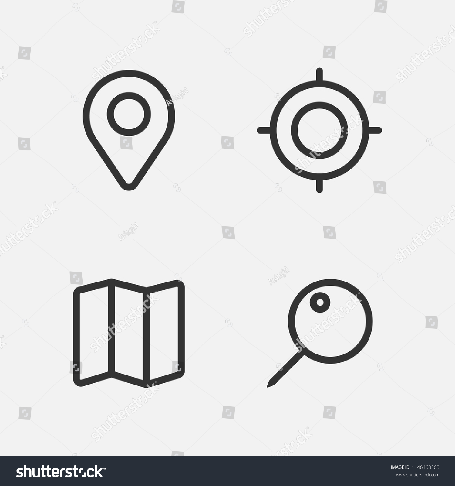 Simple Outline Location Icon Set Stock Vector (Royalty Free) 1146468365 ...
