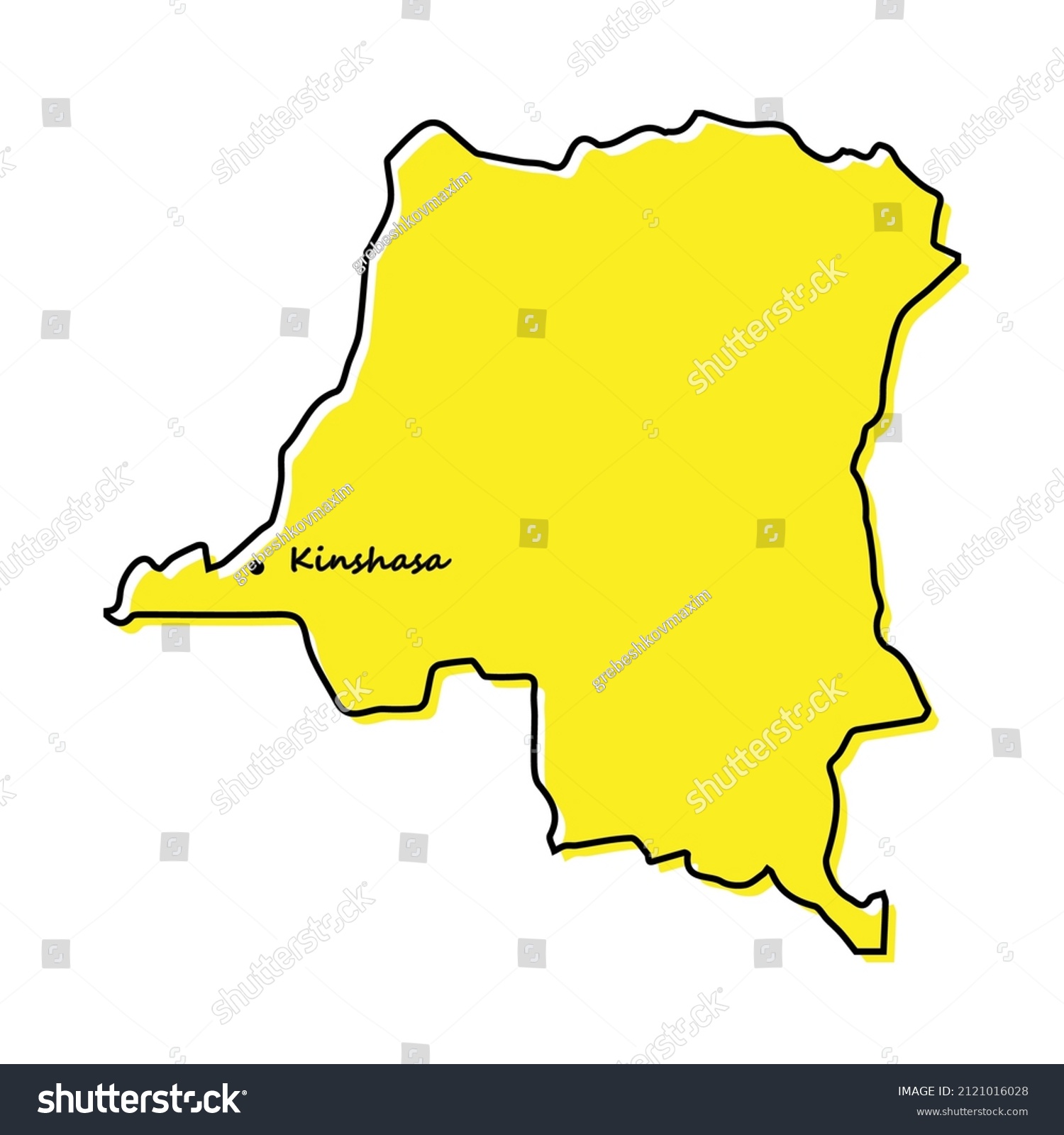 Simple Outline Map Dr Congo Capital Stock Vector Royalty Free 2121016028