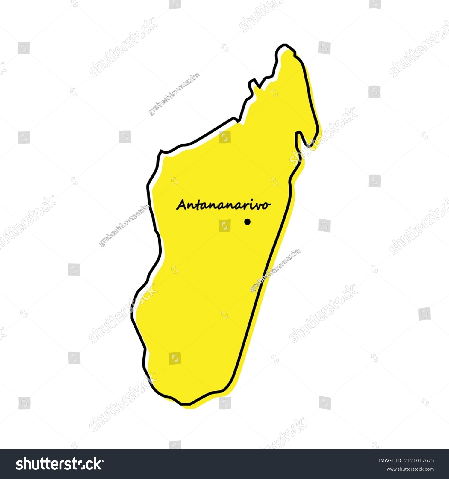 Simple Outline Map Madagascar Capital Location Stock Vector (Royalty ... Simple Outline Map Madagascar Capital Location Stock Vector (Royalty ...