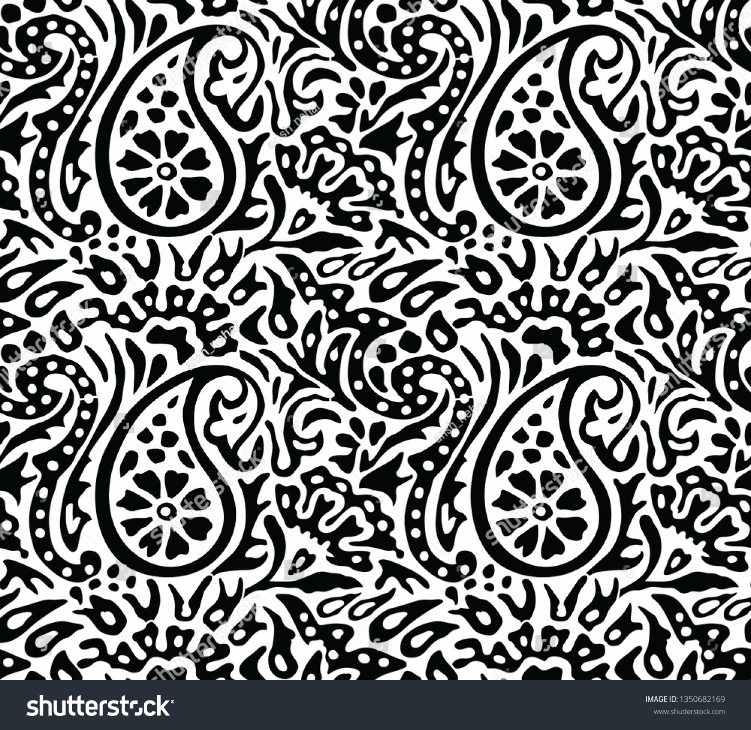 Simple Paisley Design Pattern On Black: เวกเตอร์สต็อก (ปลอดค่าลิขสิทธิ์ ...