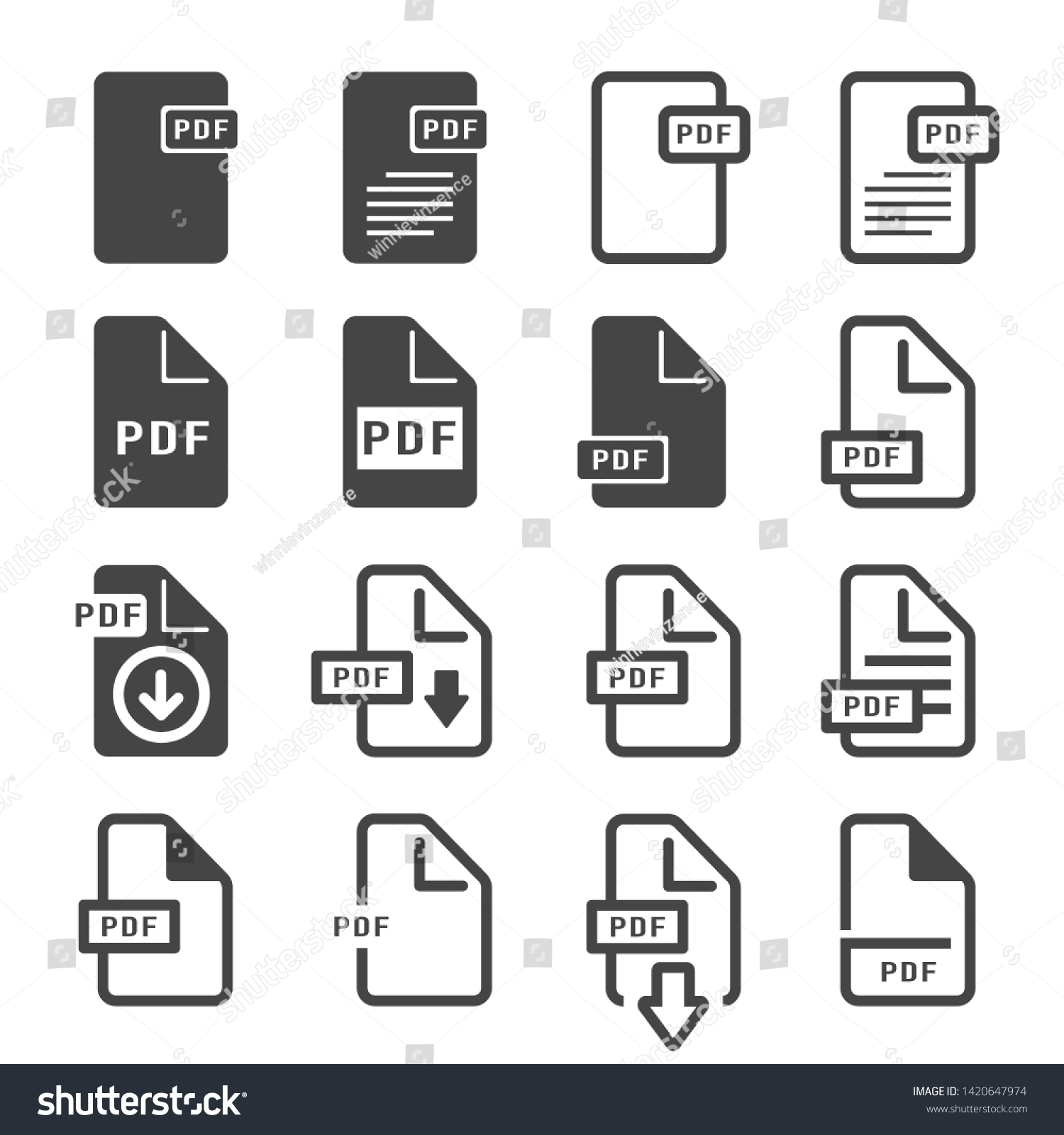 Simple Pdf File Vector Outline Icon Stock Vector (Royalty Free ...