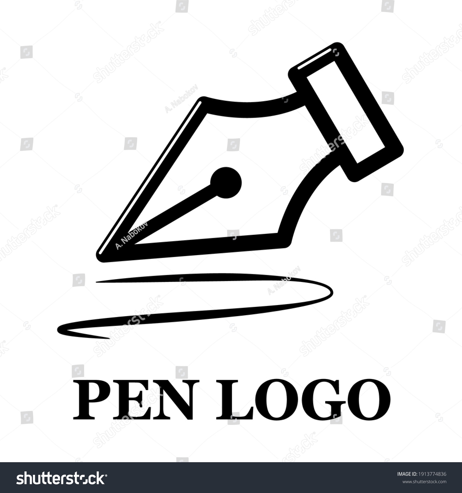 Simple Pen Logo Vector Illustration Stock Vector (Royalty Free) 1913774836