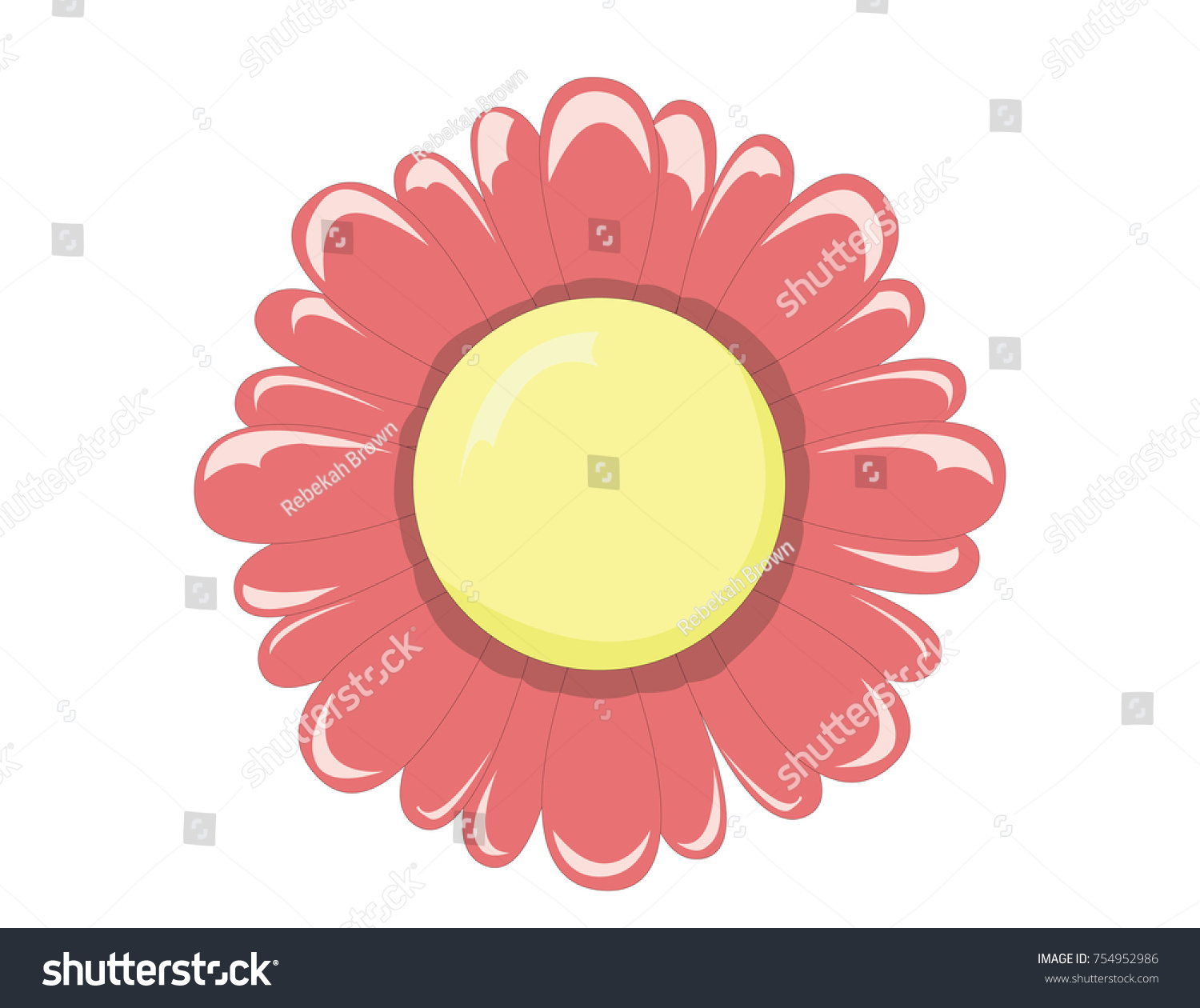 Simple Pink Cartoon Daisy Stock Vector (Royalty Free) 754952986