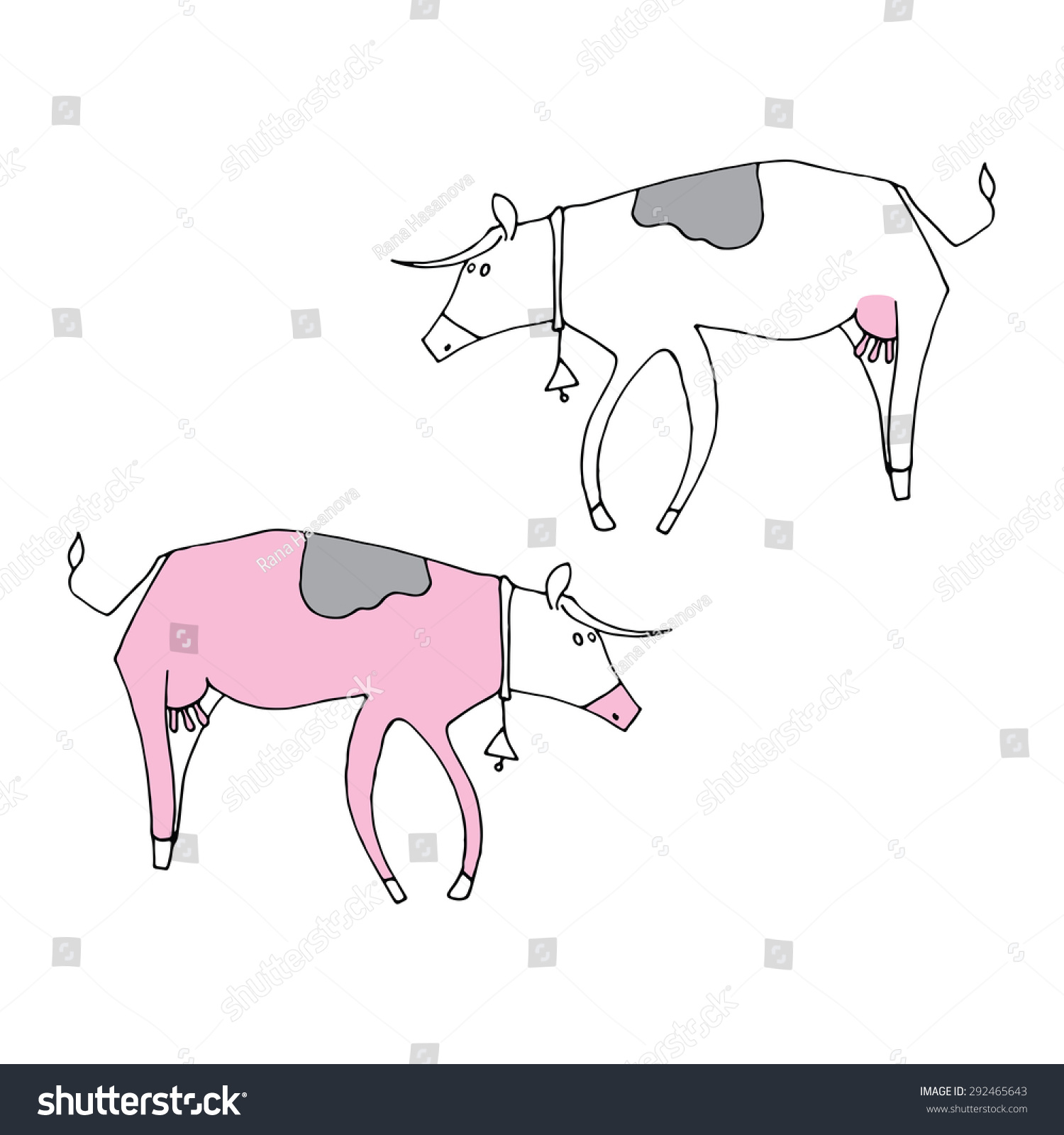 Simple Pink Cow Vector Illustration Stock Vector (Royalty Free) 292465643