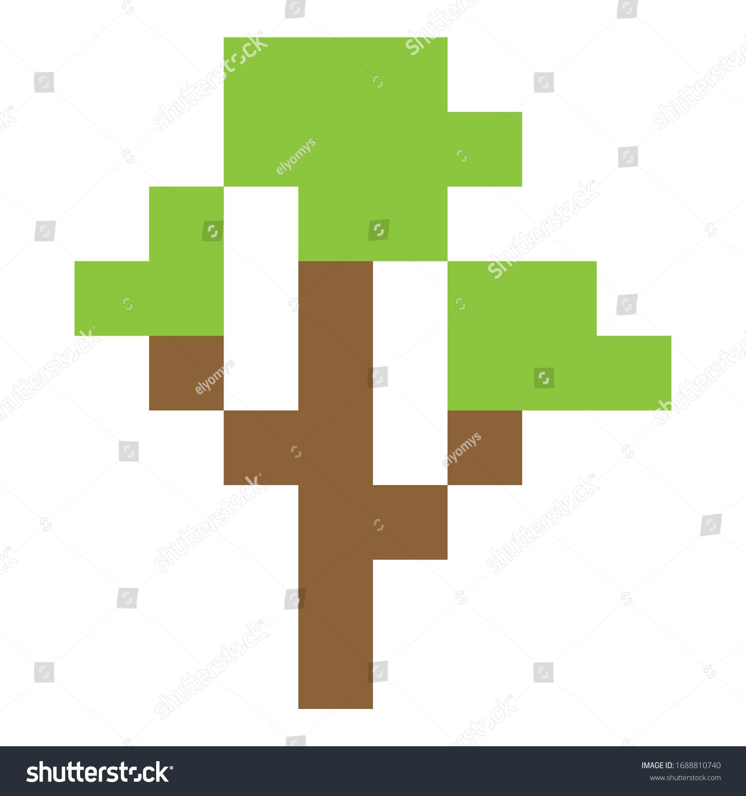 Simple Pixel Art Tree Icon Stock Vector (Royalty Free) 1688810740