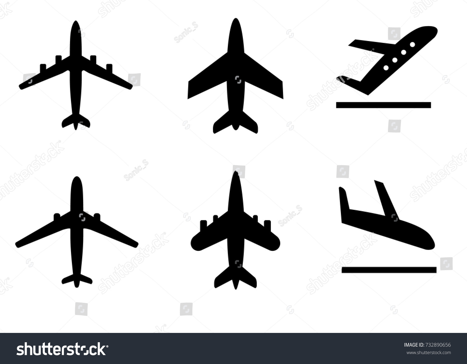 Simple Planes Vector Set Take Off Stock Vector (Royalty Free) 732890656 ...
