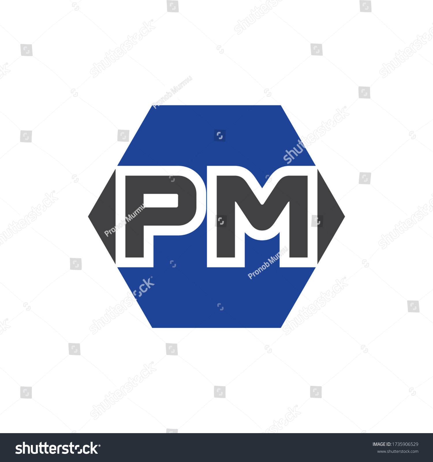 Simple Pm Letter Logo Design Stock Vector (Royalty Free) 1735906529
