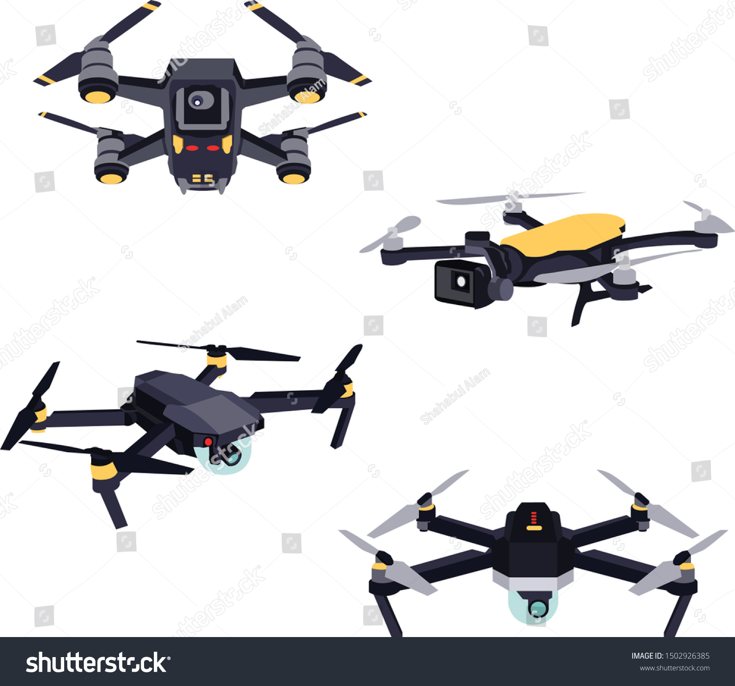 Simple Professional Colourfull Drone Collection Stock Vector (Royalty ...