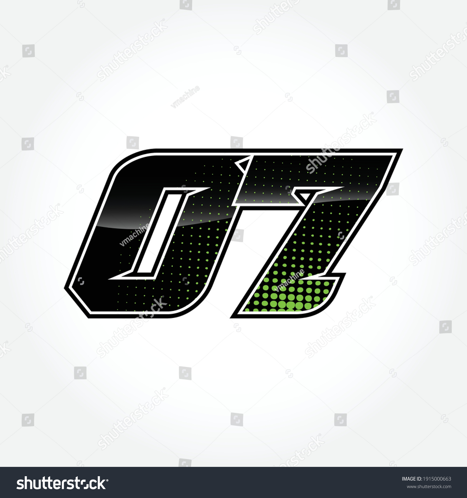 Simple Racing Start Number 07 Vector Stock Vector (Royalty Free) 1915000663