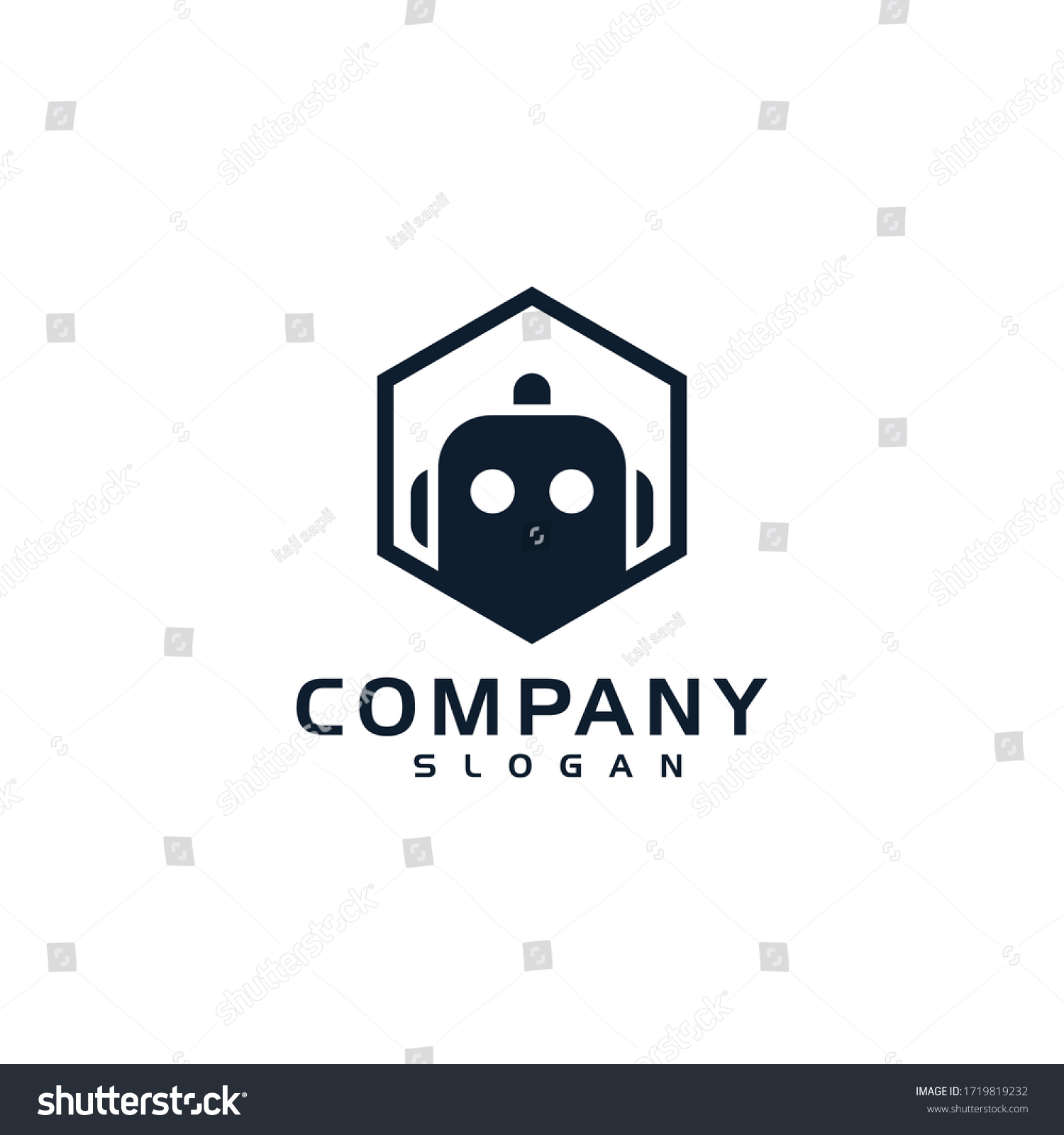 Simple Robot Logo Hexagon Stock Vector (Royalty Free) 1719819232 ...