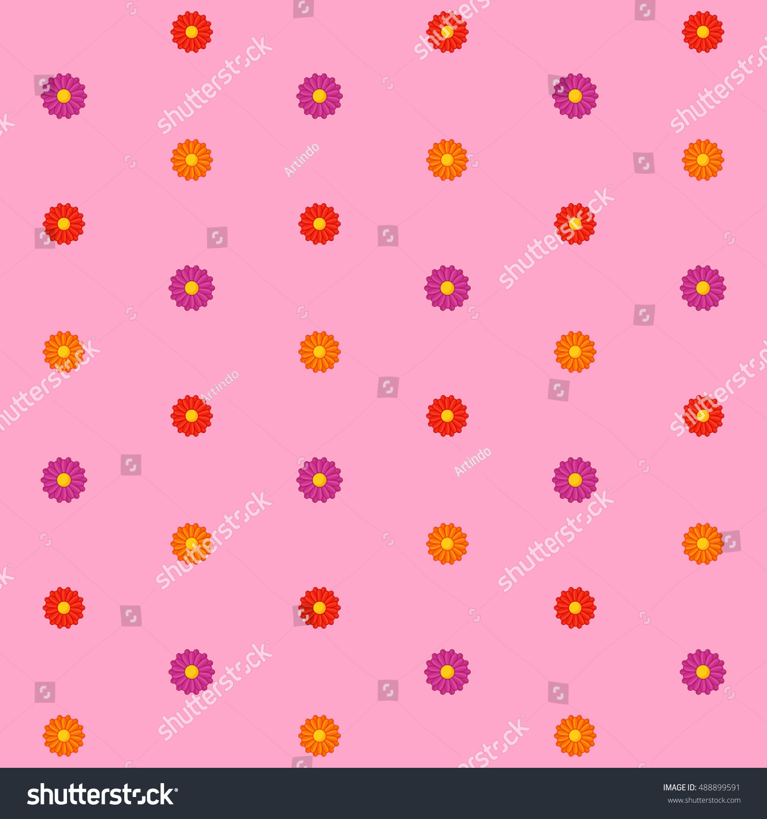Simple Seamless Background Flower Blooms Tileable Stock Vector (Royalty ...