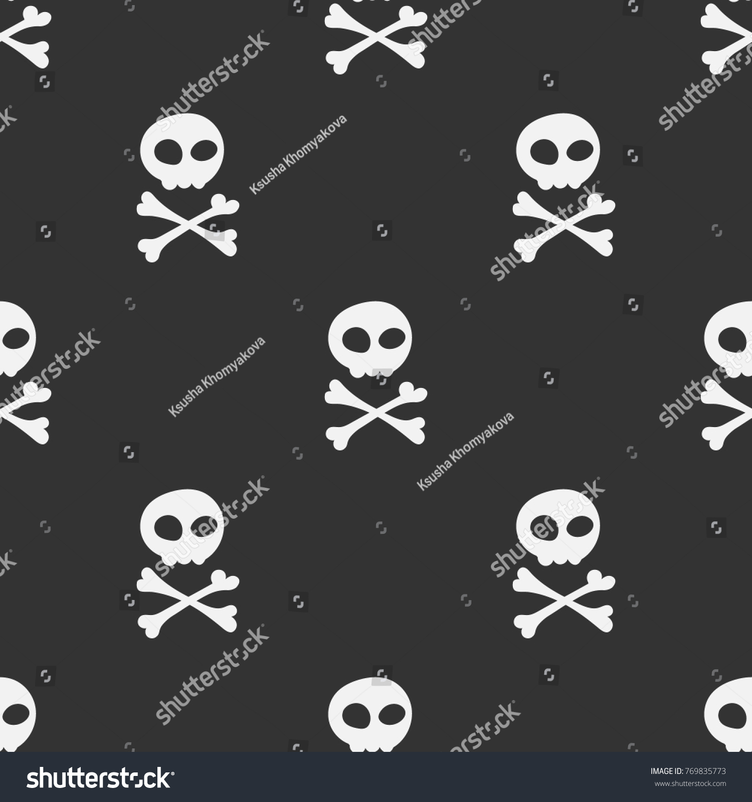 Simple Seamless Pattern Skull Bones Pirate Stock Vector (Royalty Free ...