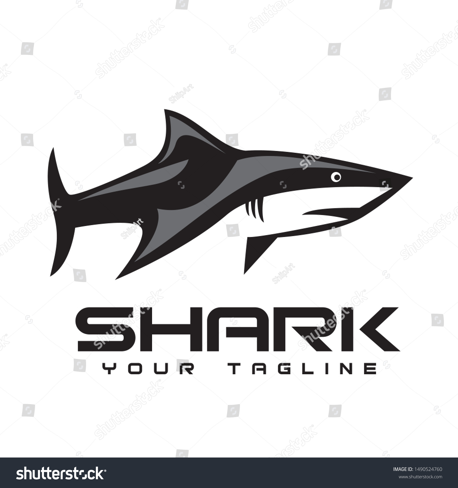 Simple Shark Logo Side View Design: เวกเตอร์สต็อก (ปลอดค่าลิขสิทธิ์ ...