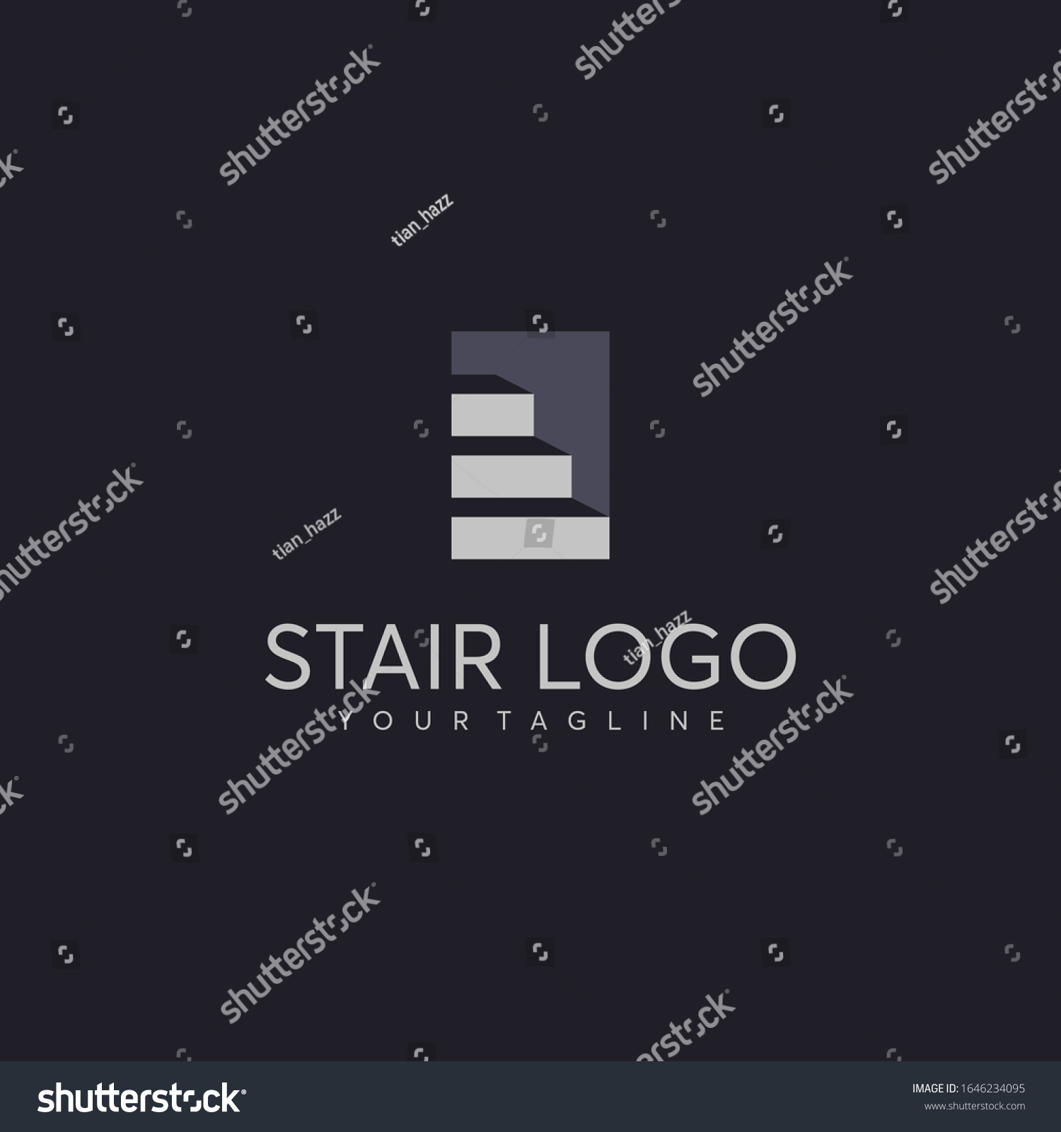Simple Stair Within Rectangle Logo Template Stock Vector (Royalty Free ...