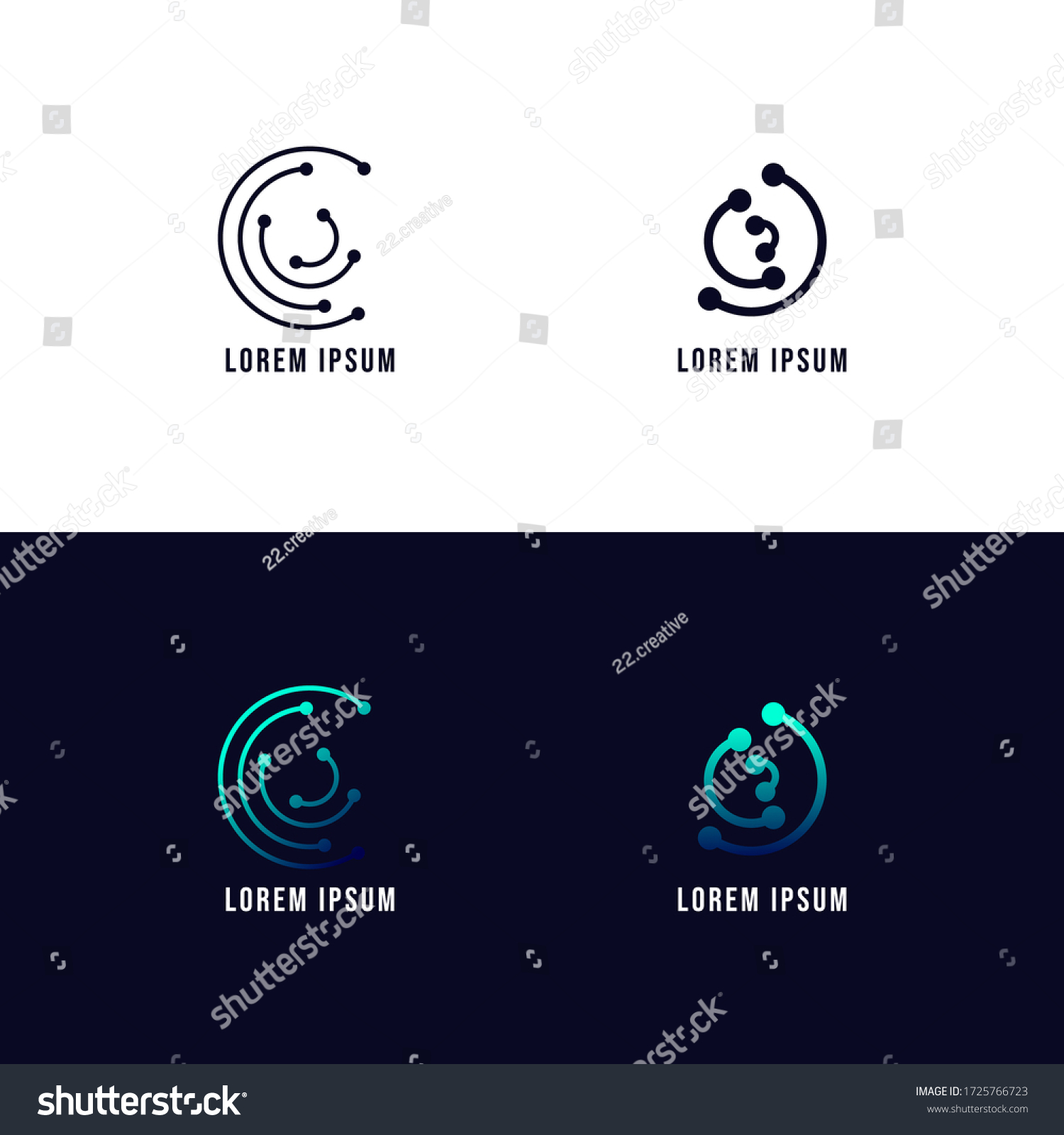 Simple Technology Logo Gradient Template Collection Stock Vector ...