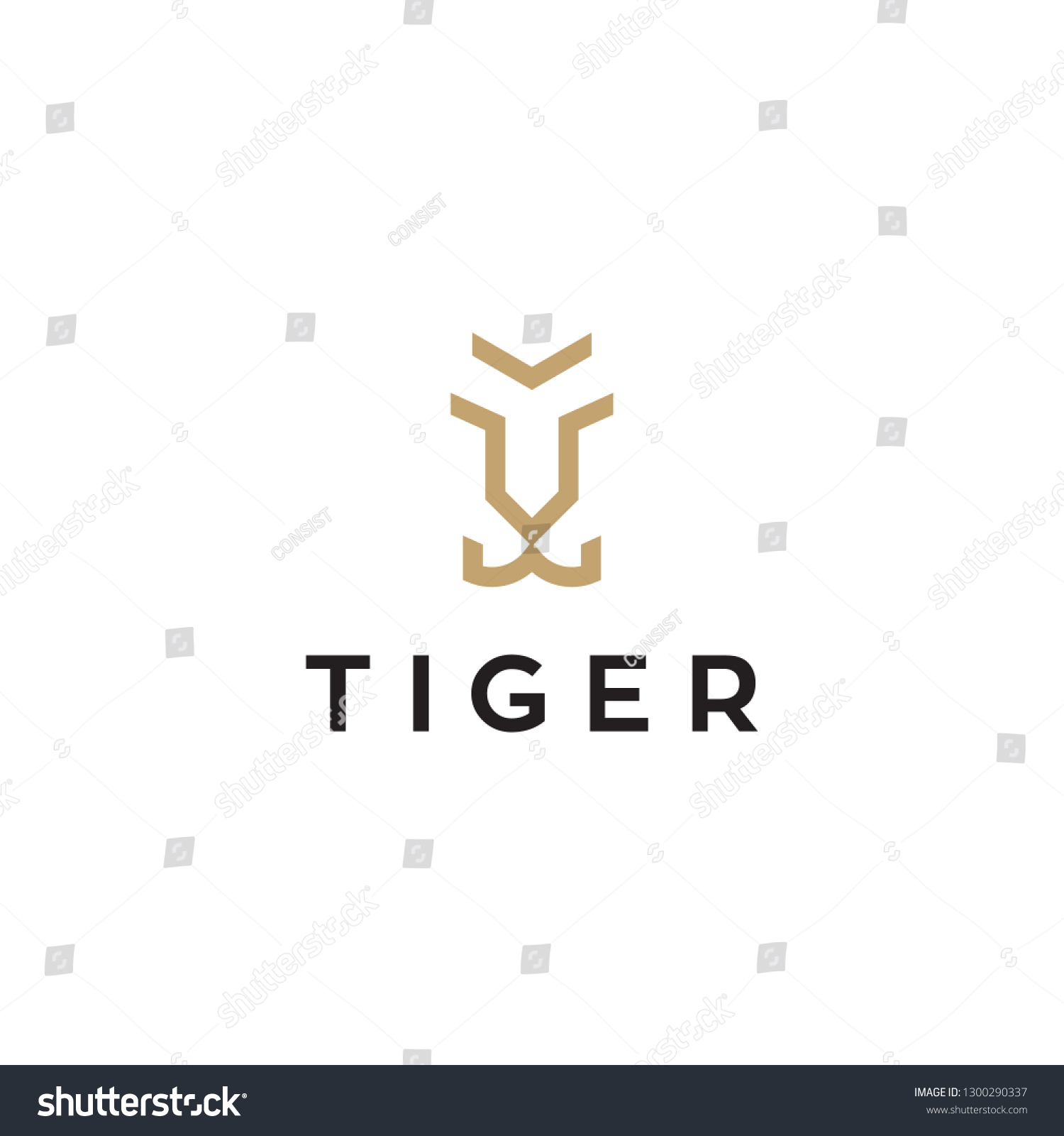 Simple Tiger Face Logo Design Stock Vector (Royalty Free) 1300290337