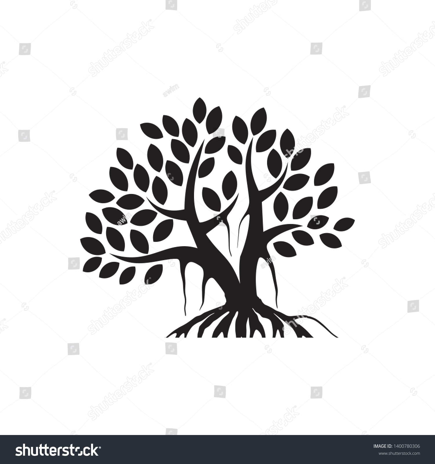 Simple Tree Vector Silhouette Black On Stock Vector (Royalty Free ...