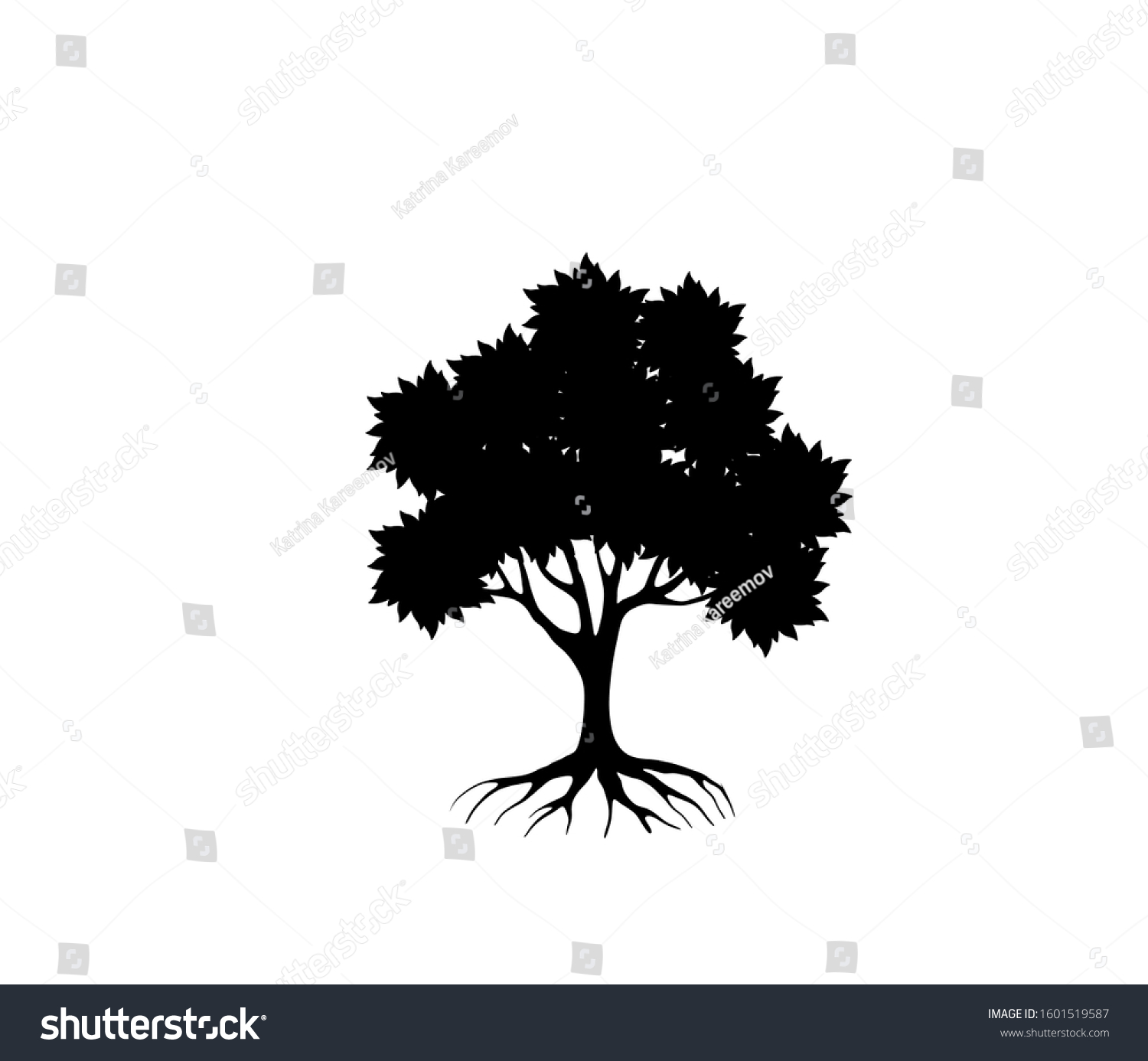 Simple Tree Vector Silhouette Black On: เวกเตอร์สต็อก (ปลอดค่าลิขสิทธิ์ ...