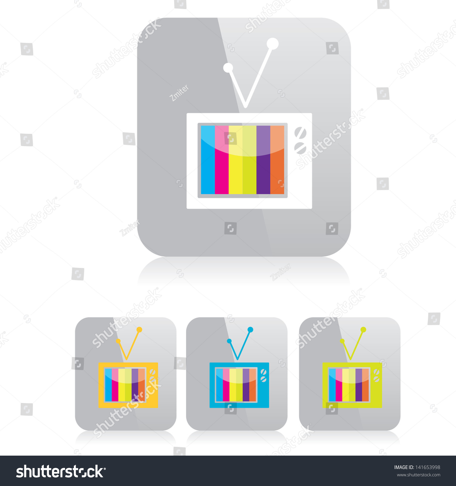 Simple Vector Color Tv Icon Set Stock Vector (Royalty Free) 141653998 ...