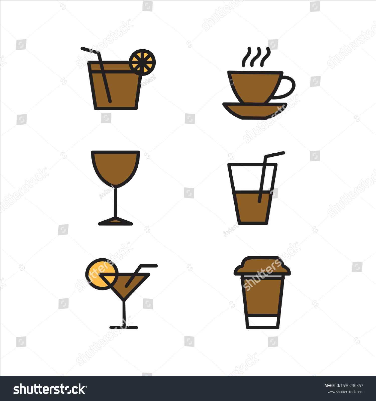 Simple Vector Drinks Icons Logo Set Stock Vector (Royalty Free ...