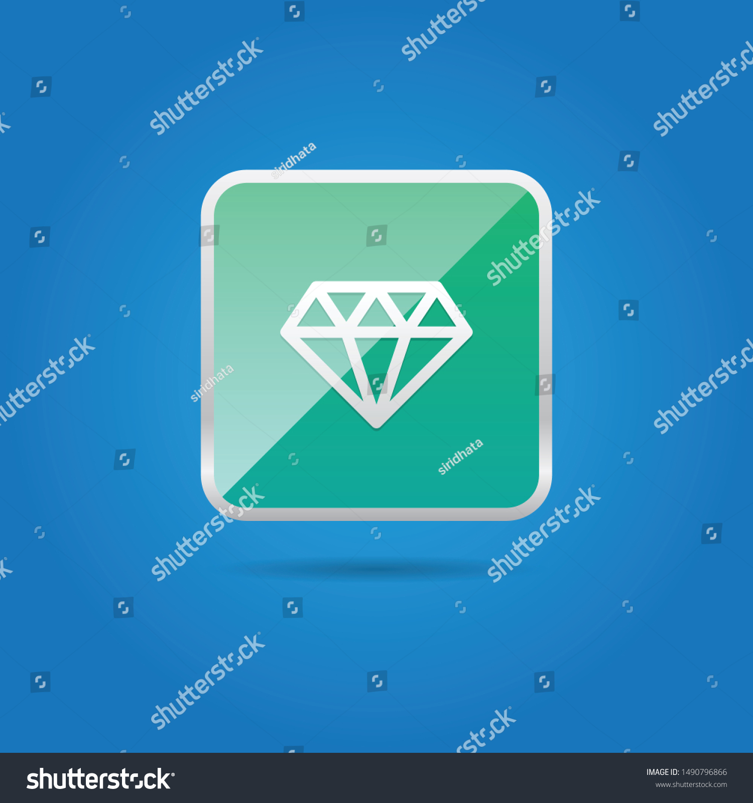 Simple Vector Green Diamond Icon Stock Vector (Royalty Free) 1490796866 ...