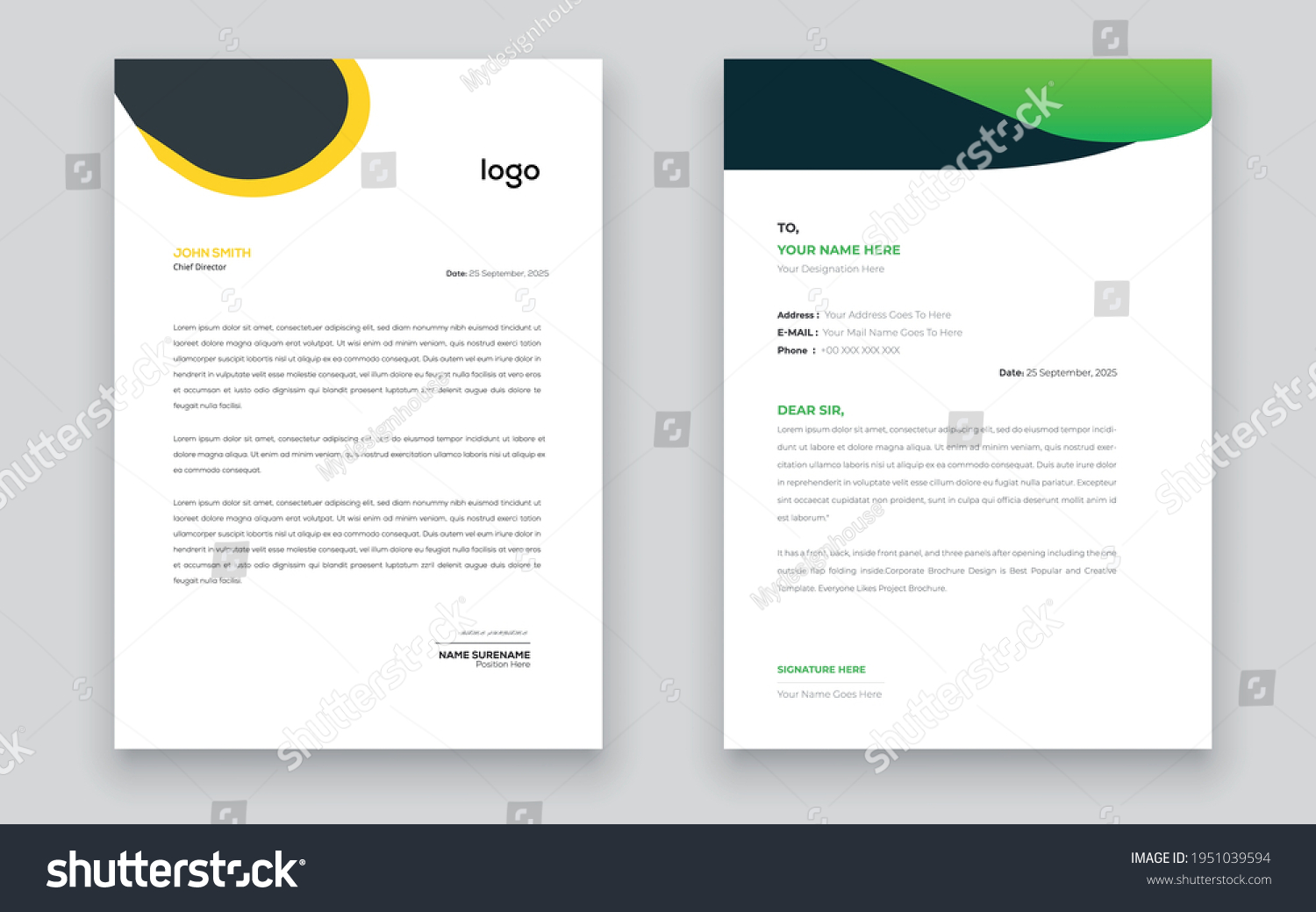 Simple Vector Letter Head Template Standard Stock Vector (Royalty Free ...
